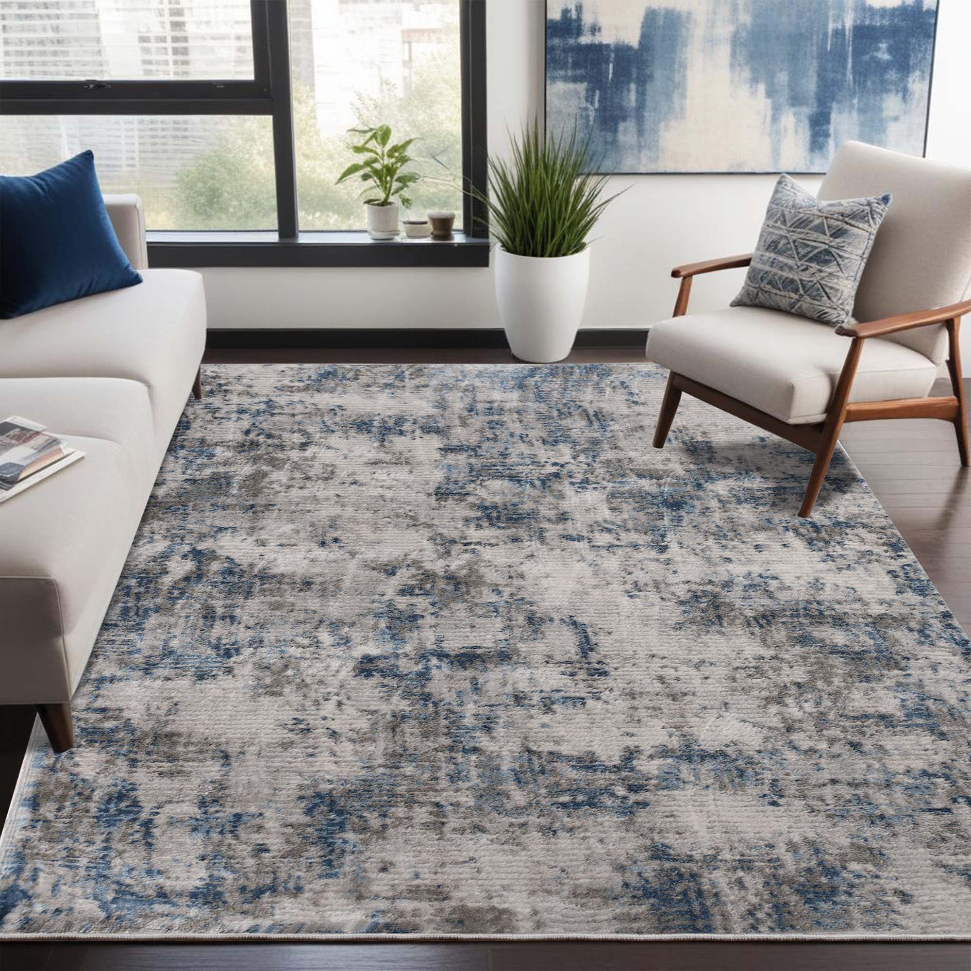 Superior Euphemia Distressed Modern Indoor Area Rug, 10' x 14', Blue ...