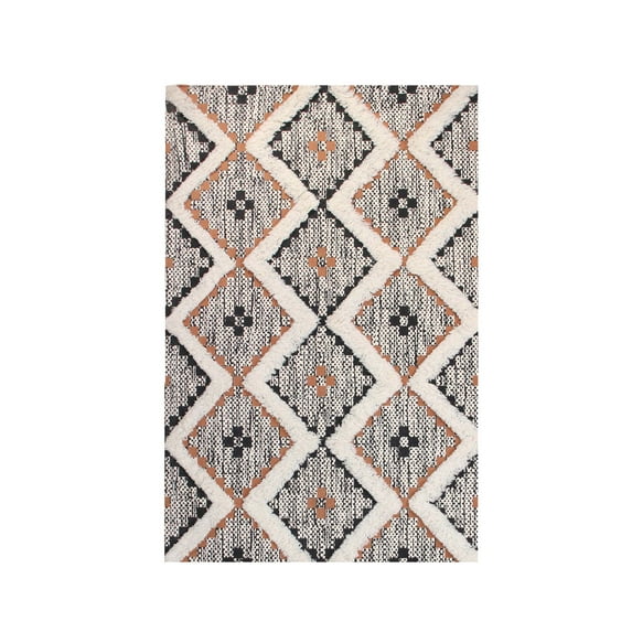 Superior Evren Hand-Tufted Cotton/Wool Textured Geometric Rust/Black ...