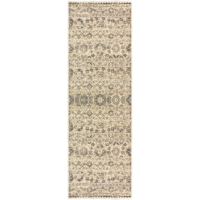 Superior Fawn Abstract Floral Indoor Runner Rug, 2'7 Superior Fawn Abstract Floral Indoor Runner Rug, 2'7