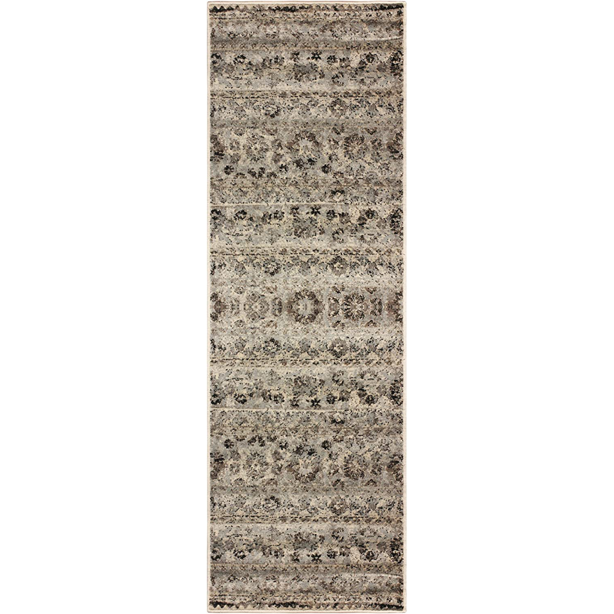 Superior Fawn Abstract Floral Indoor Runner Rug, 2'7"x8', Blue ...