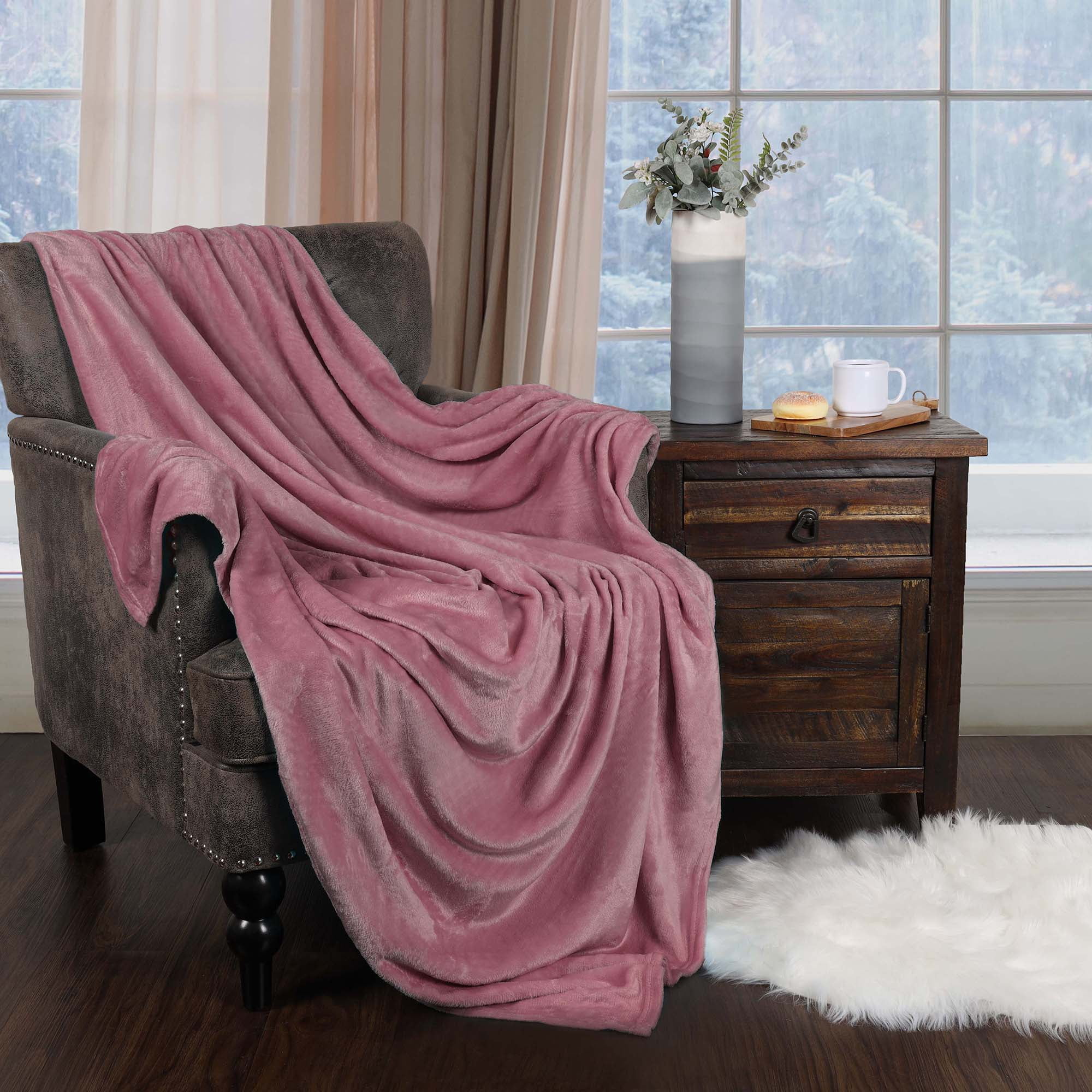 Superior Fleece Plush Fluffy Soft Blanket, Solid Mauve, Throw - Walmart.com