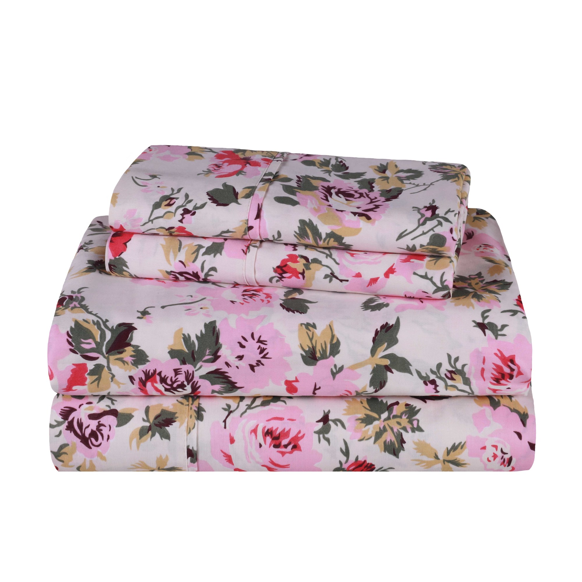 Superior Floral 300 Thread Count Sheet Set 4Pcs ,100% Cotton Ultra Soft ...