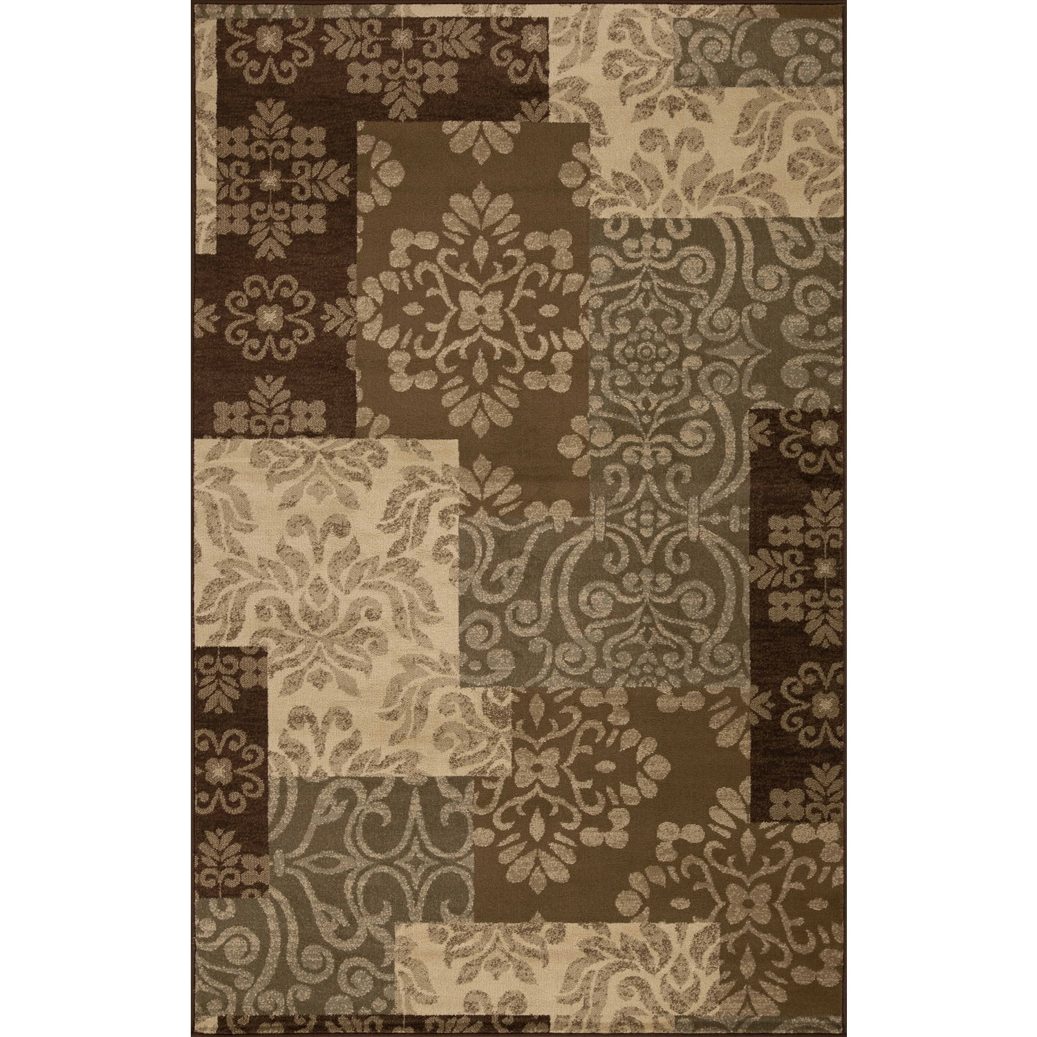 Superior Floral Medallion Blocks Power-Loomed Indoor Area Rug, Beige, 7 ...