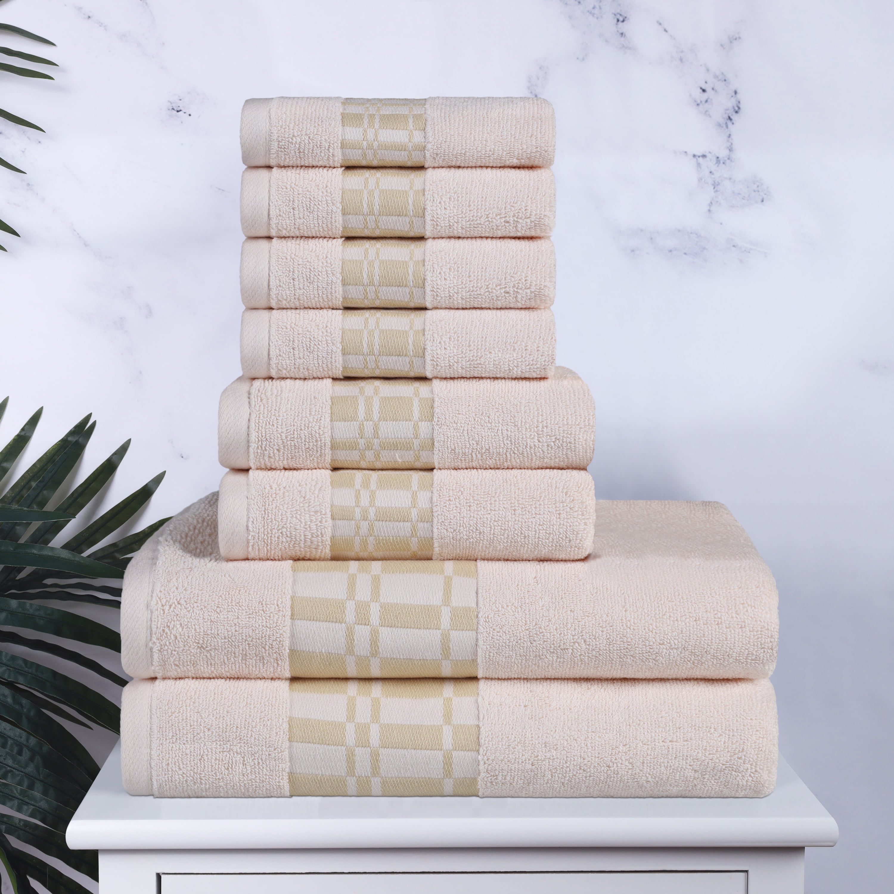 Superior Larissa 8-Piece Cotton Embroidered Towel Set, Ivory - Walmart.com
