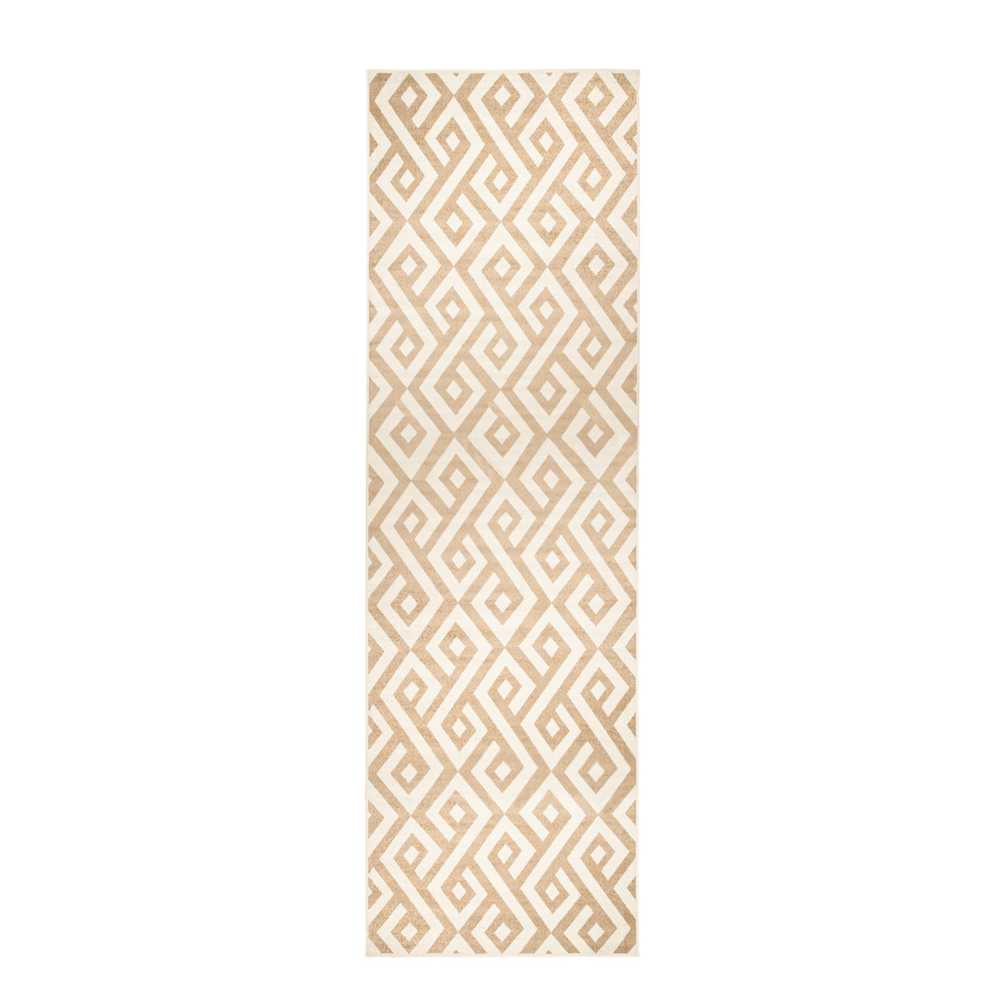 Superior Geometric Line Pattern Indoor Runner Rug, 2' 7" x 8', Ivory ...