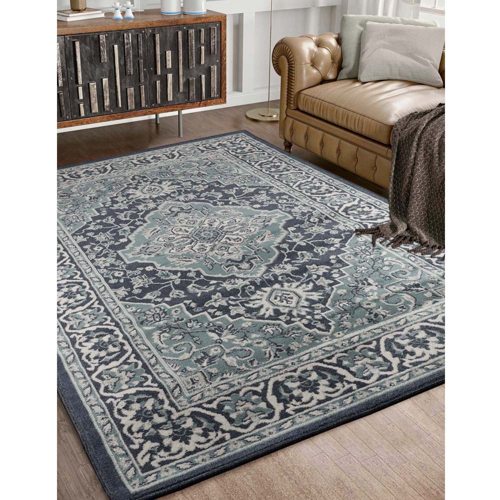 Superior Glendale Oriental Medallion Indoor Area Rug, 5'x8', Deep Royal ...