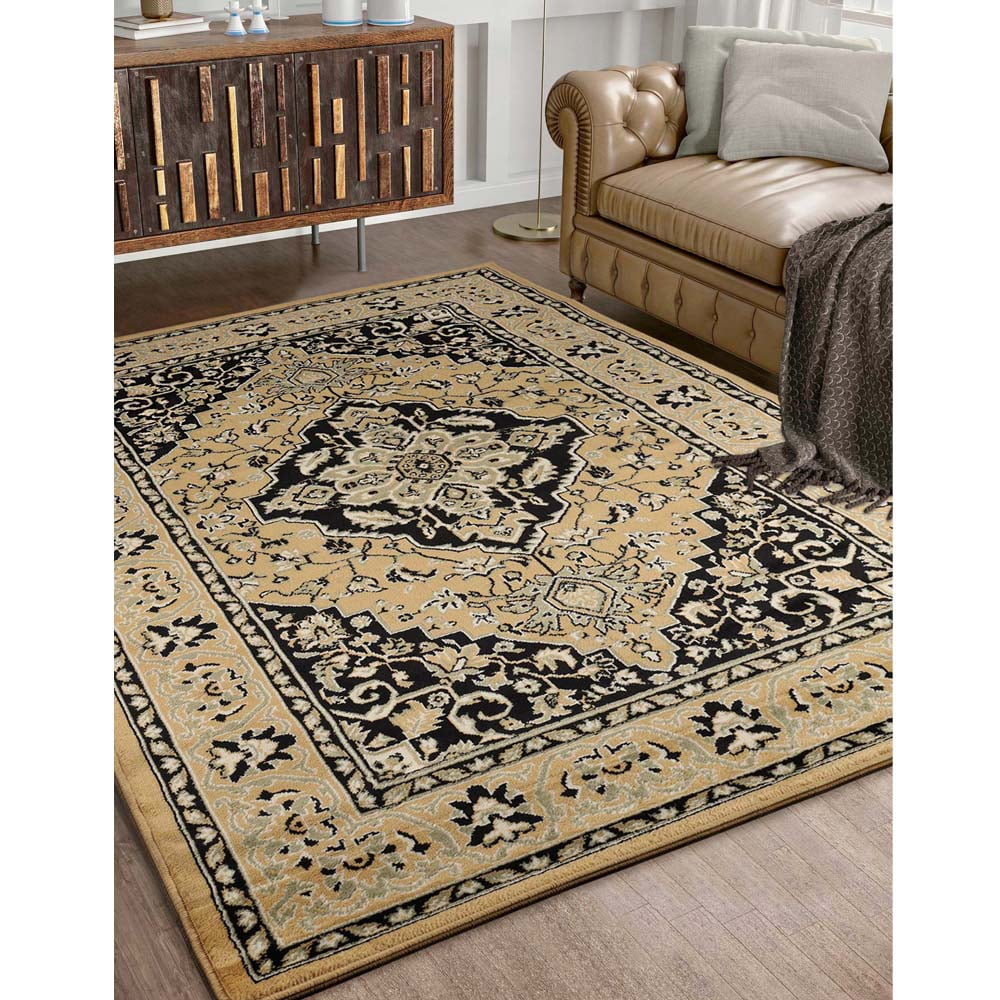 Superior Glendale 5'x8' Gold Oriental Medallion Indoor Area Rug ...