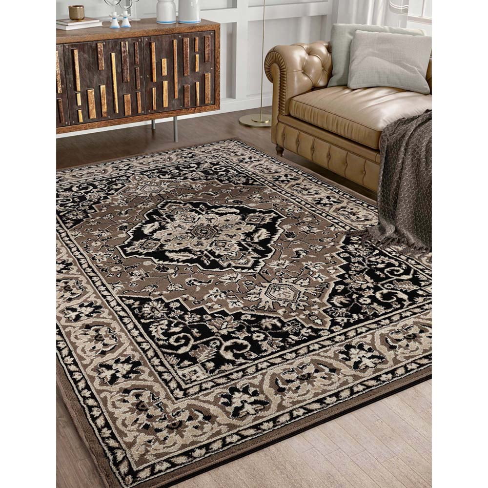 Superior Glendale 5'x8' Brown Oriental Medallion Indoor Area Rug with ...