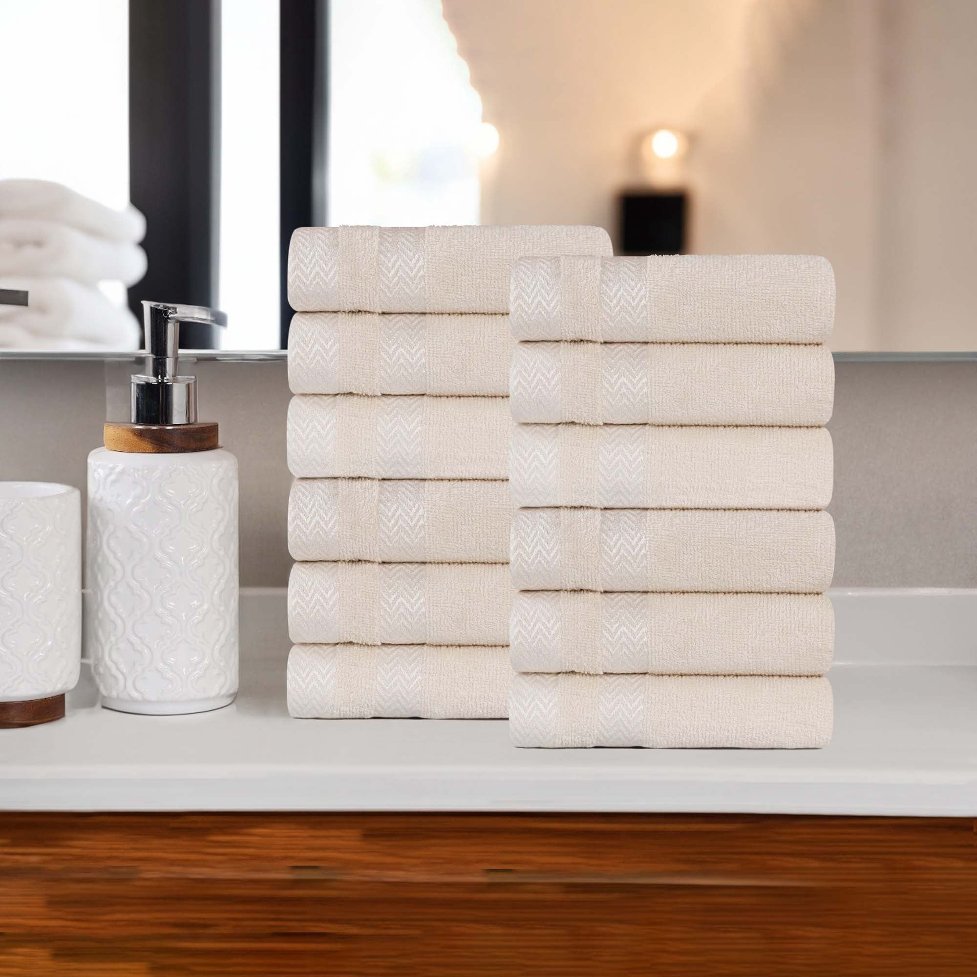 Superior Hays 12 Piece Cotton Plush Washcloths Set, Ultra Soft Absobent ...