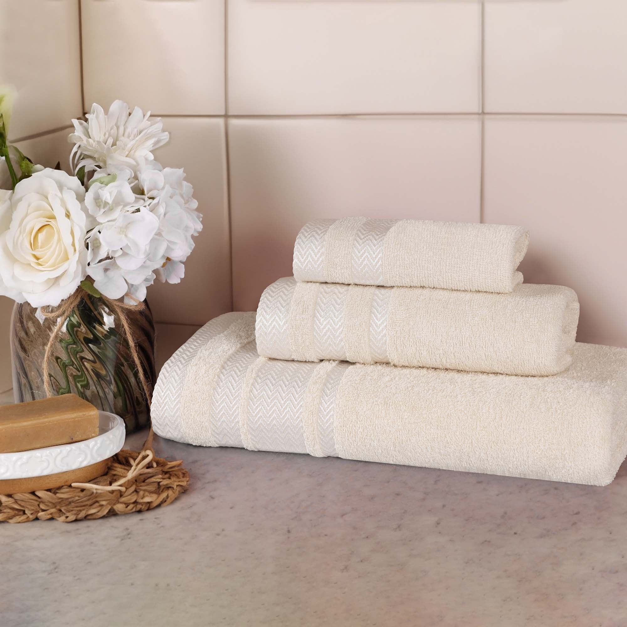 Superior Hays 3 Piece Cotton Plush Towel Set, Ultra Soft Absobent ...