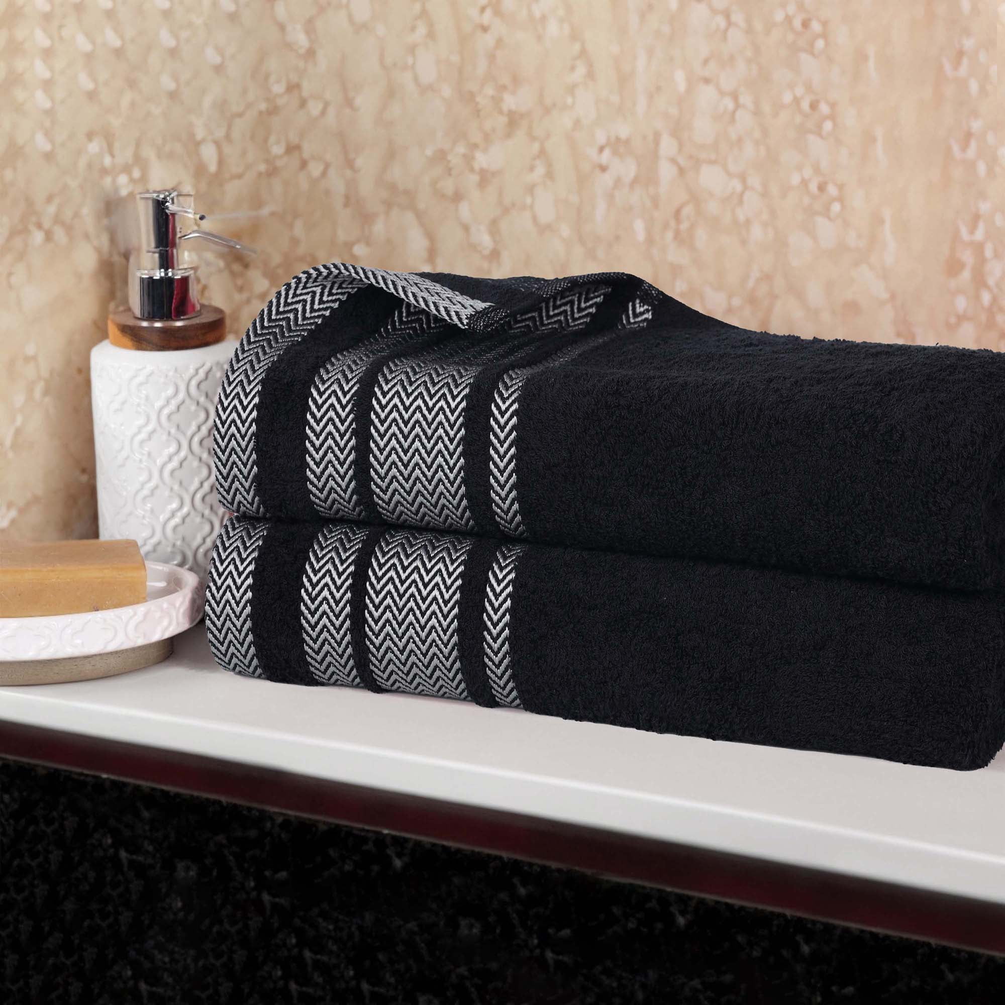 Superior Hays 2 Piece Cotton Plush Bath Sheet, Ultra Soft Absobent ...