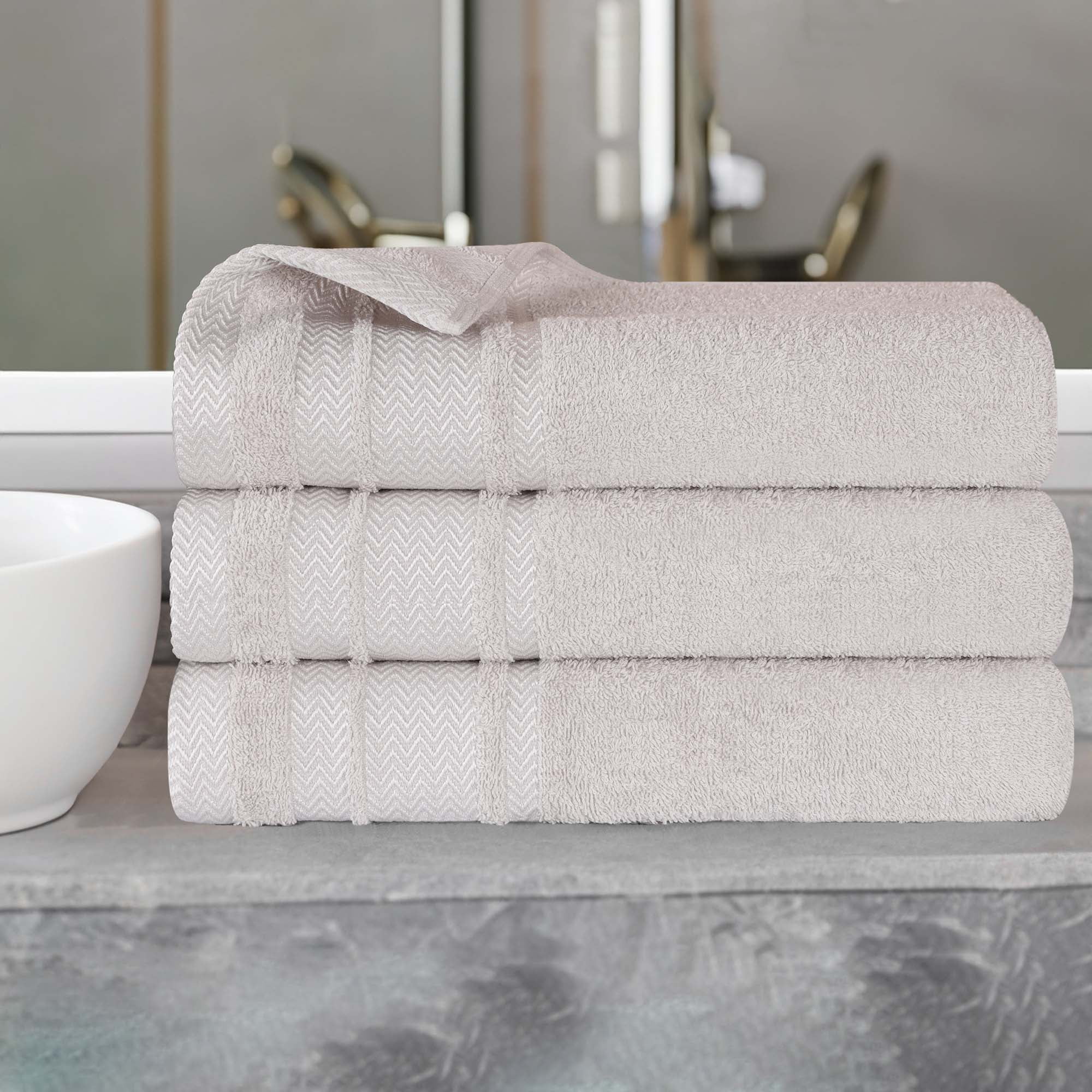 Superior Hays Cotton Plush Soft Bath Towel Set of 3 , Platinum ...