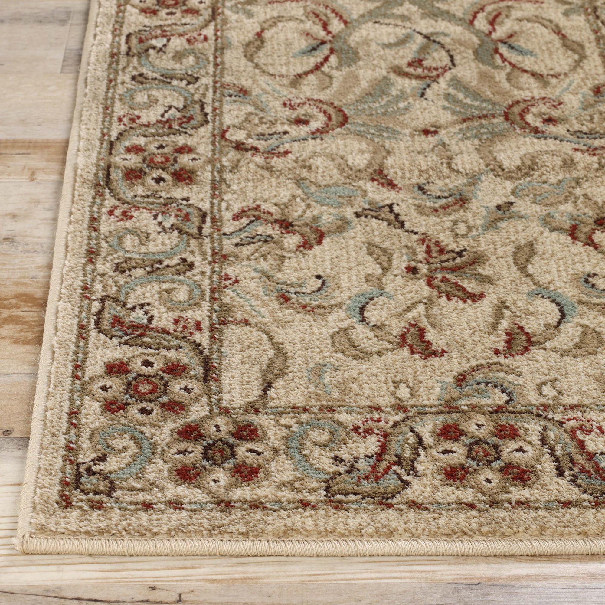 Superior Heritage Oriental Floral Indoor Area Rug, 5'x5' Square, Ivory ...