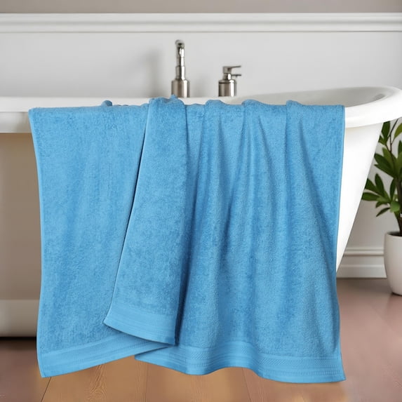 Superior Honeycomb Cotton Medium Weight Bath Sheets, Set of 2, Azure ...