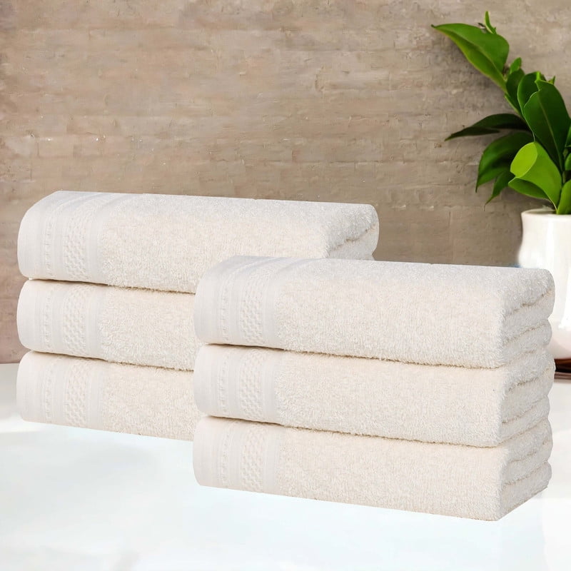 Superior Honeycomb Cotton Medium Weight Hand Towels, Set of 6, Ivory ...