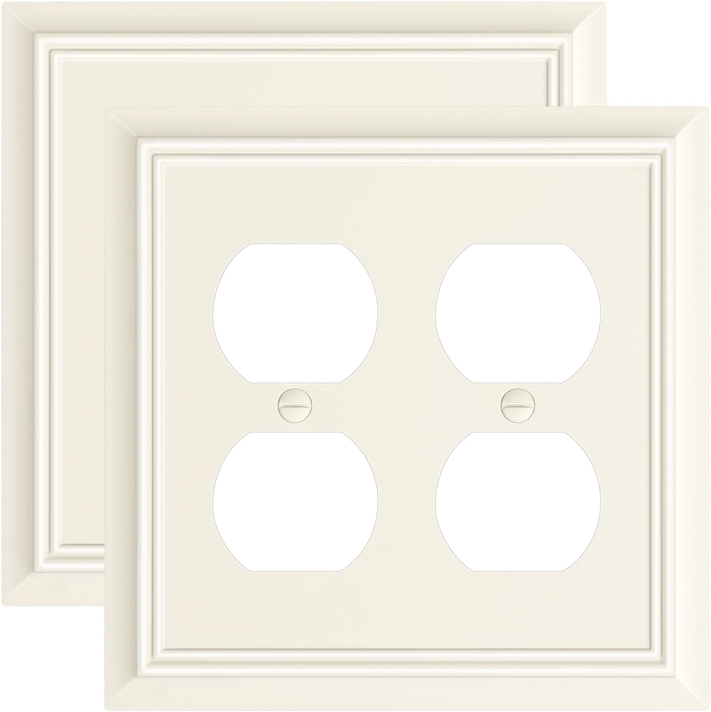 Superior Hub 2-Pack Double Duplex Outlet Cover, Light Almond Decorative ...