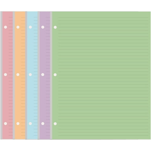 Superior Hub 3 Hole Colorful Lined Paper - 100 Sheets/200 Pages Loose ...