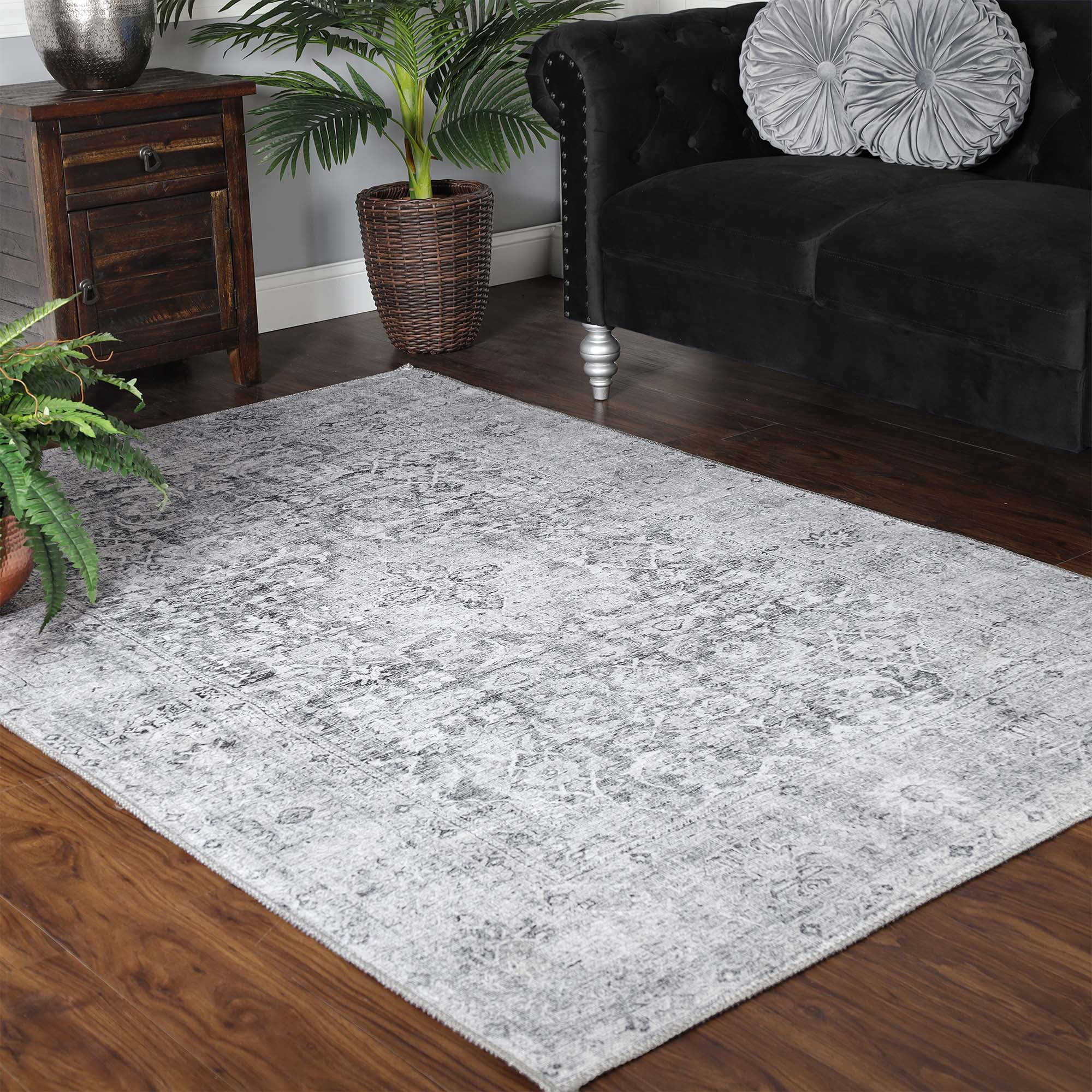 Superior Huda Rustic Oriental Indoor Area Rug, 10' x 14', Charcoal ...