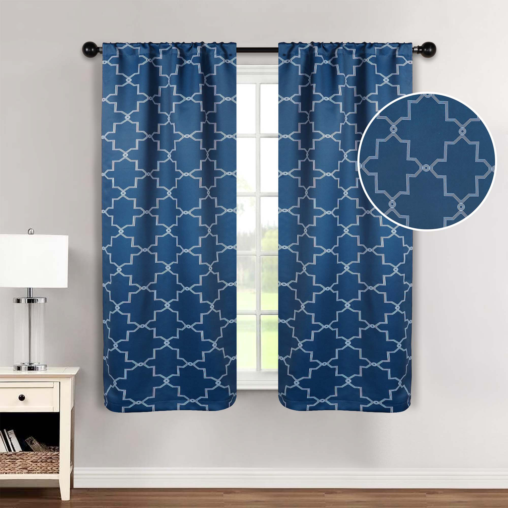 Superior Trellis Blackout Curtains, Rod Pocket, Set of 2, 26" x 63 ...