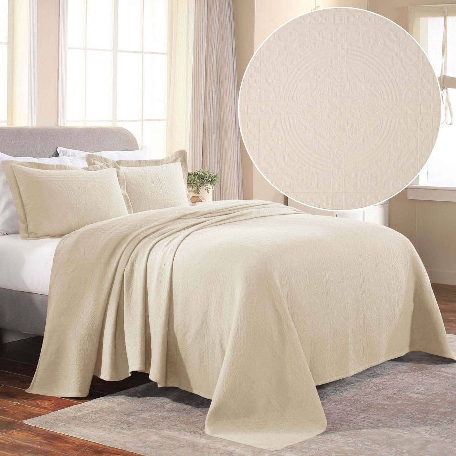 Beatrice Home Fashions Medallion Chenille Bedspread Full Ivory ...