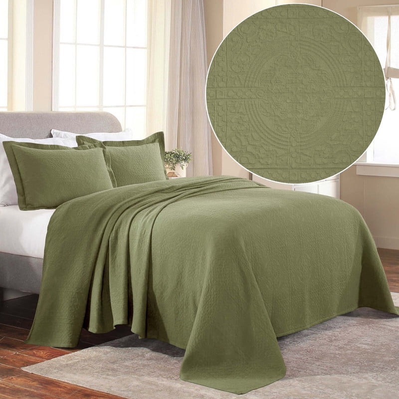 Superior Fleur De Lis Cotton Decorative Bedspread and Sham Set, Queen ...