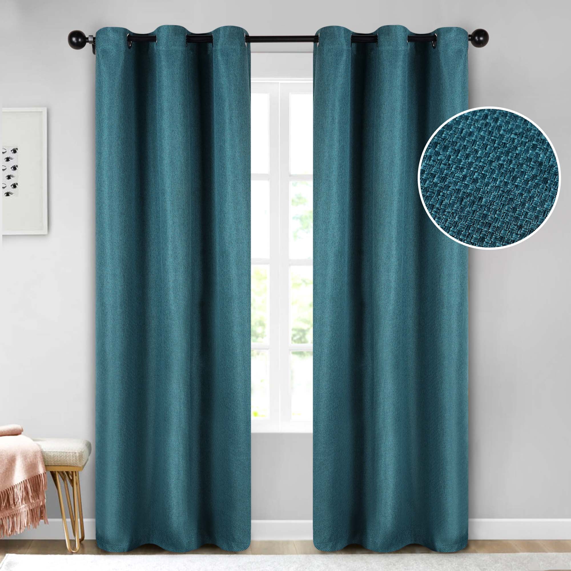 Superior Jaxon Blackout Curtains Set of 2, Grommet Header Curtain Panel ...