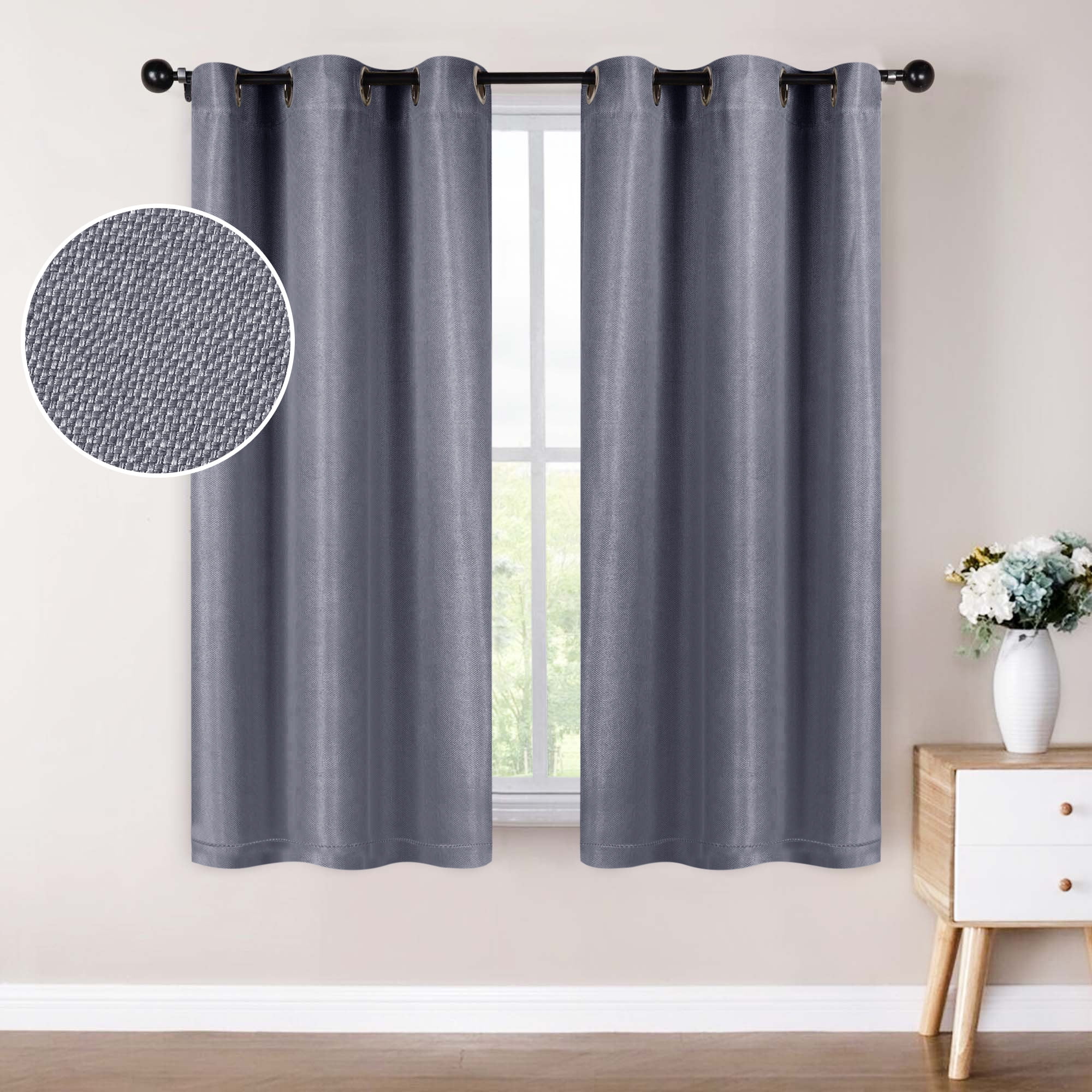 Superior Jaxon Blackout Curtains Set of 2, Grommet Header Curtain Panel ...