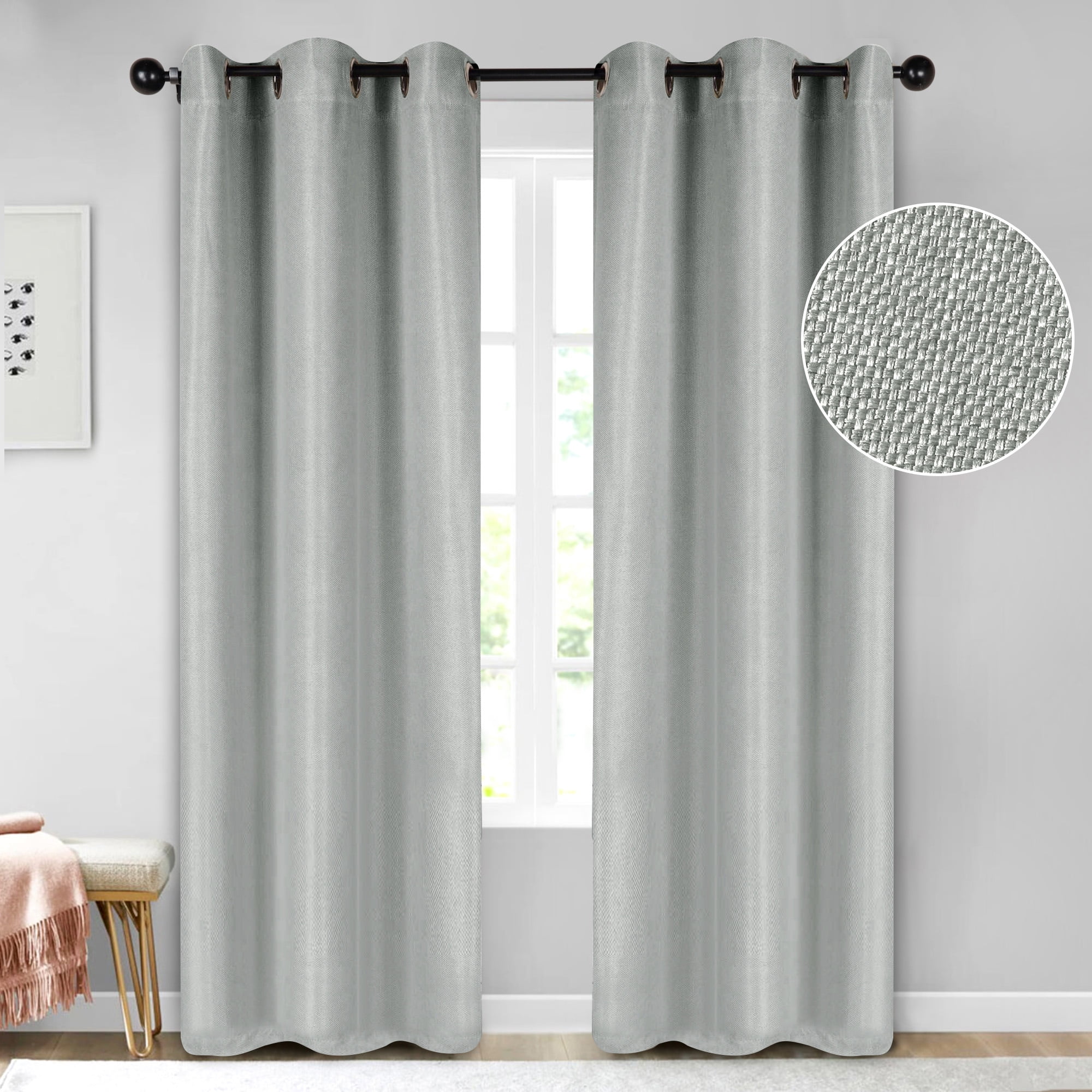 Superior Jaxon Blackout Curtains Set of 2, Grommet Header Curtain Panel ...