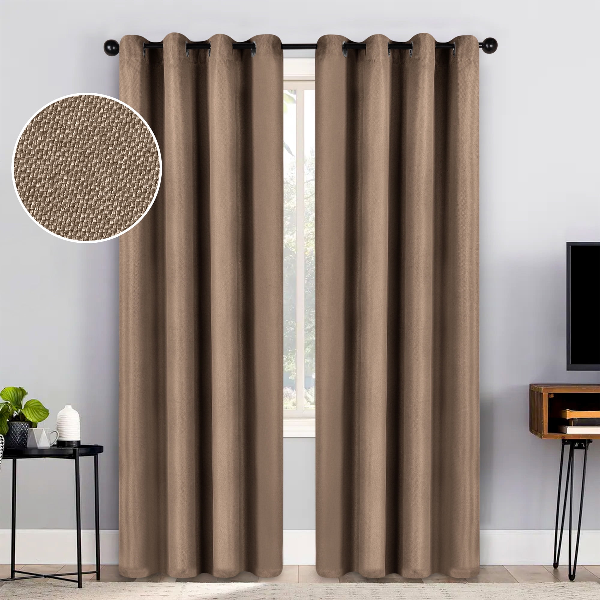 Superior Jaxon Blackout Curtains Set of 2, Grommet Header Curtain Panel ...