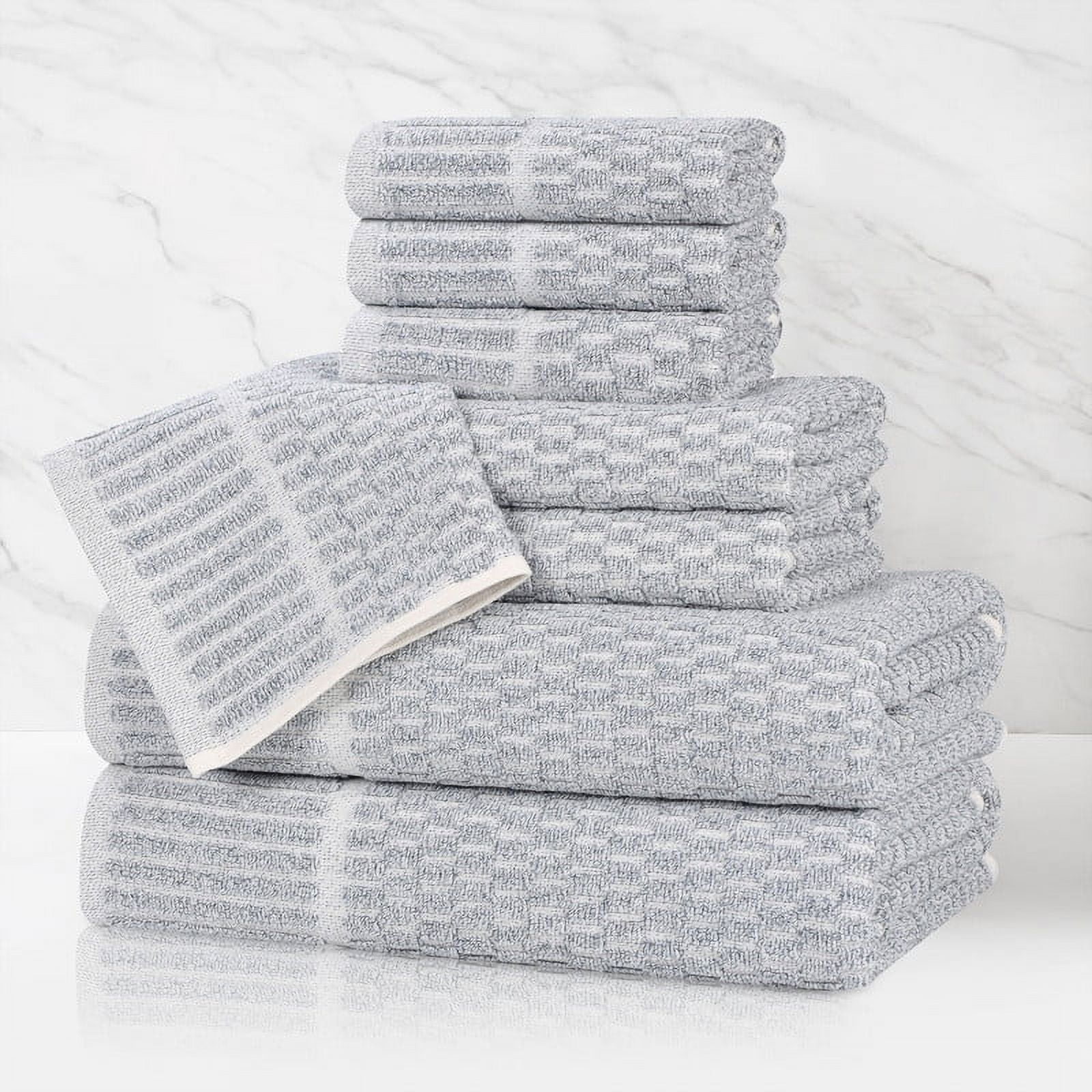 Superior Juno Viscose Cotton Blend Medium Weight 8 Piece Towel Set ...