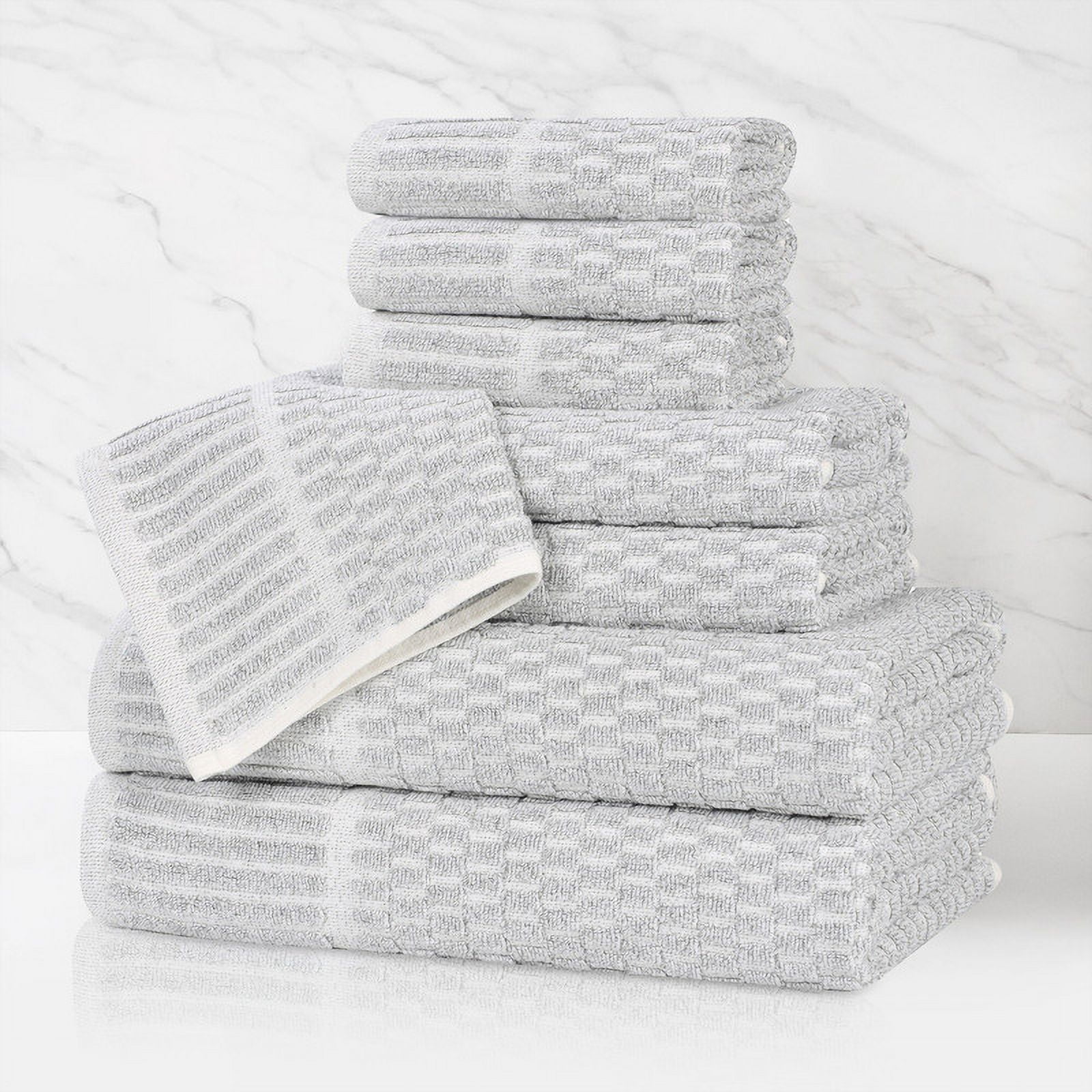 Superior Juno Viscose Cotton Blend Medium Weight 8 Piece Towel Set ...