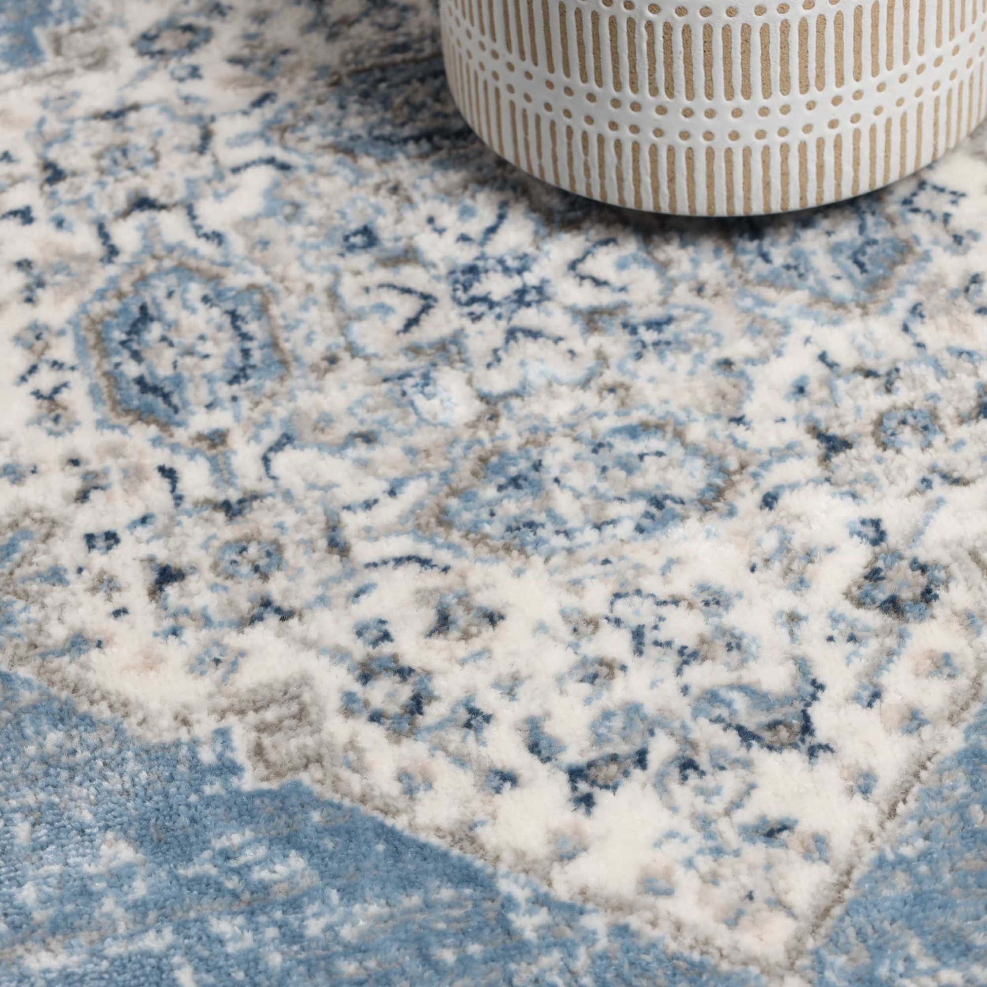 Kailani Modern Medallion Area Rug - 9 x 12 Blue-Cream - Walmart.com