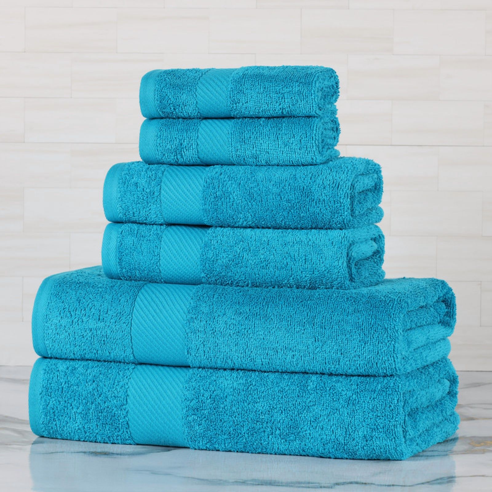 Superior Kendell Egyptian Cotton 6-Piece Towels Set, Capri Breeze ...
