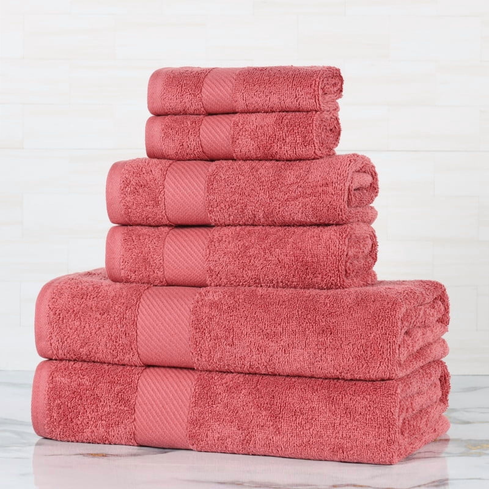Superior Kendell Egyptian Cotton 6-Piece Towels Set, Sandy Rose ...