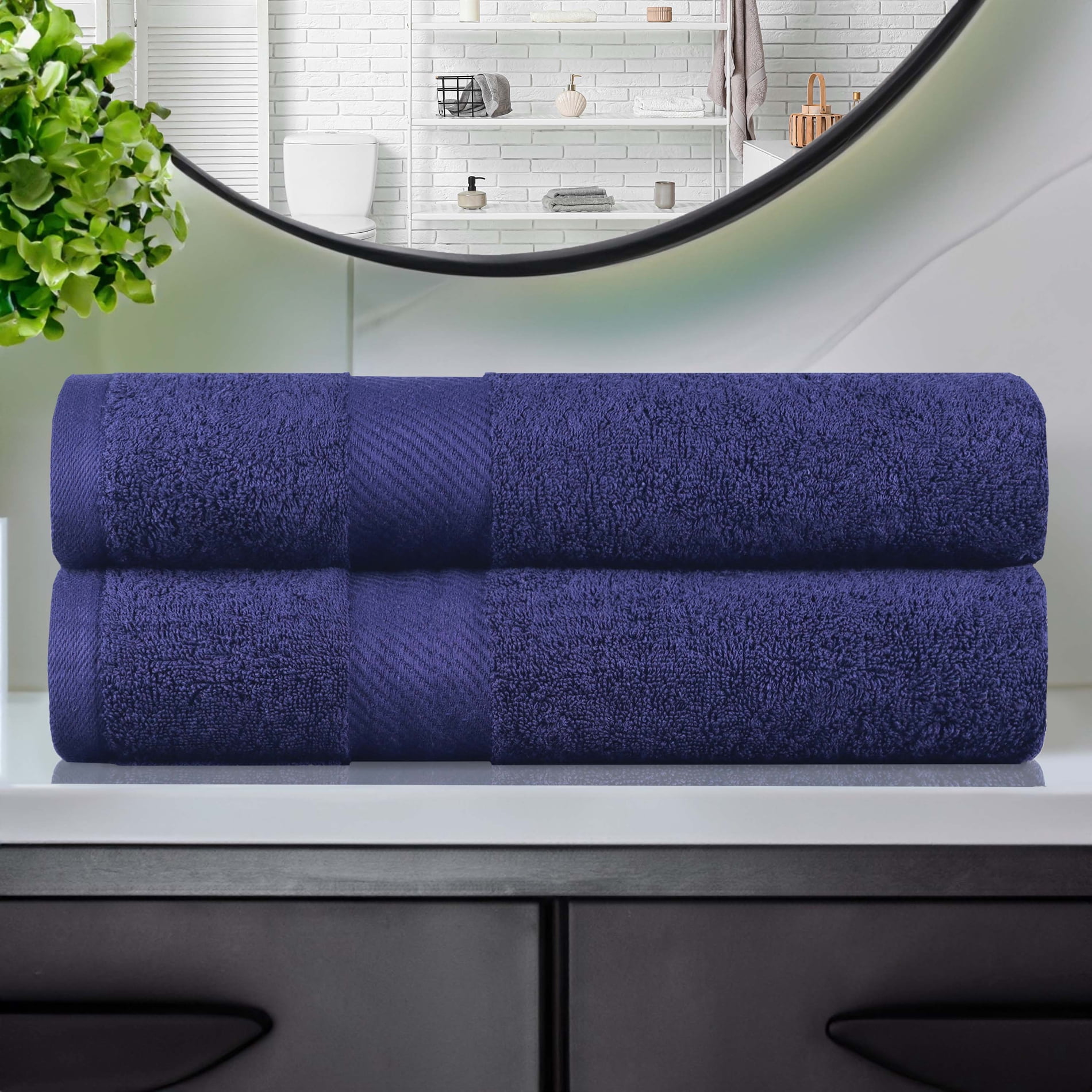 Superior Kendell Egyptian Cotton Bath Towels, Set of 2, Navy Blue ...