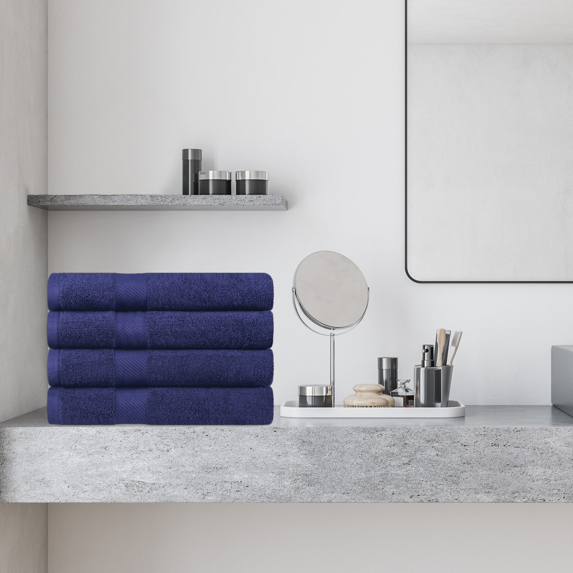 Superior Kendell Egyptian Cotton Bath Towels, Set of 4, Navy Blue ...
