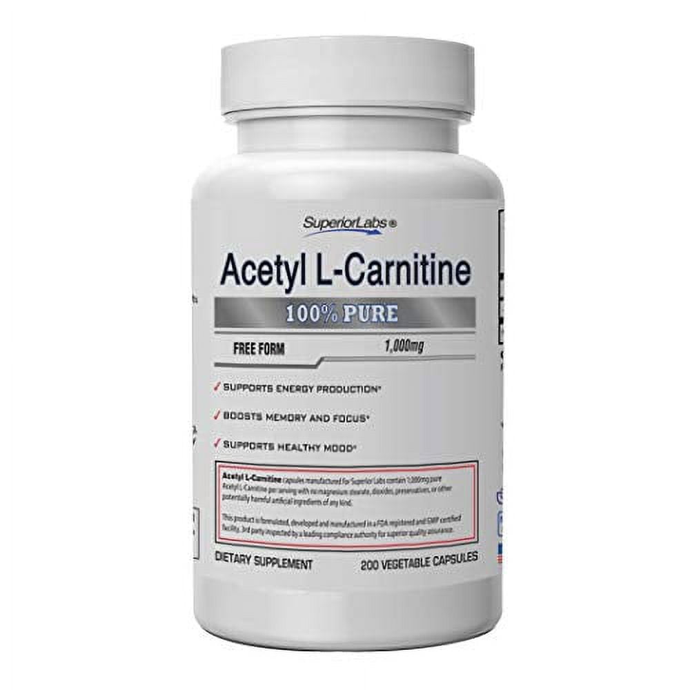 Superior Labs | Acetyl L-Carnitine 1000mg | 200 caps | Maximum ...