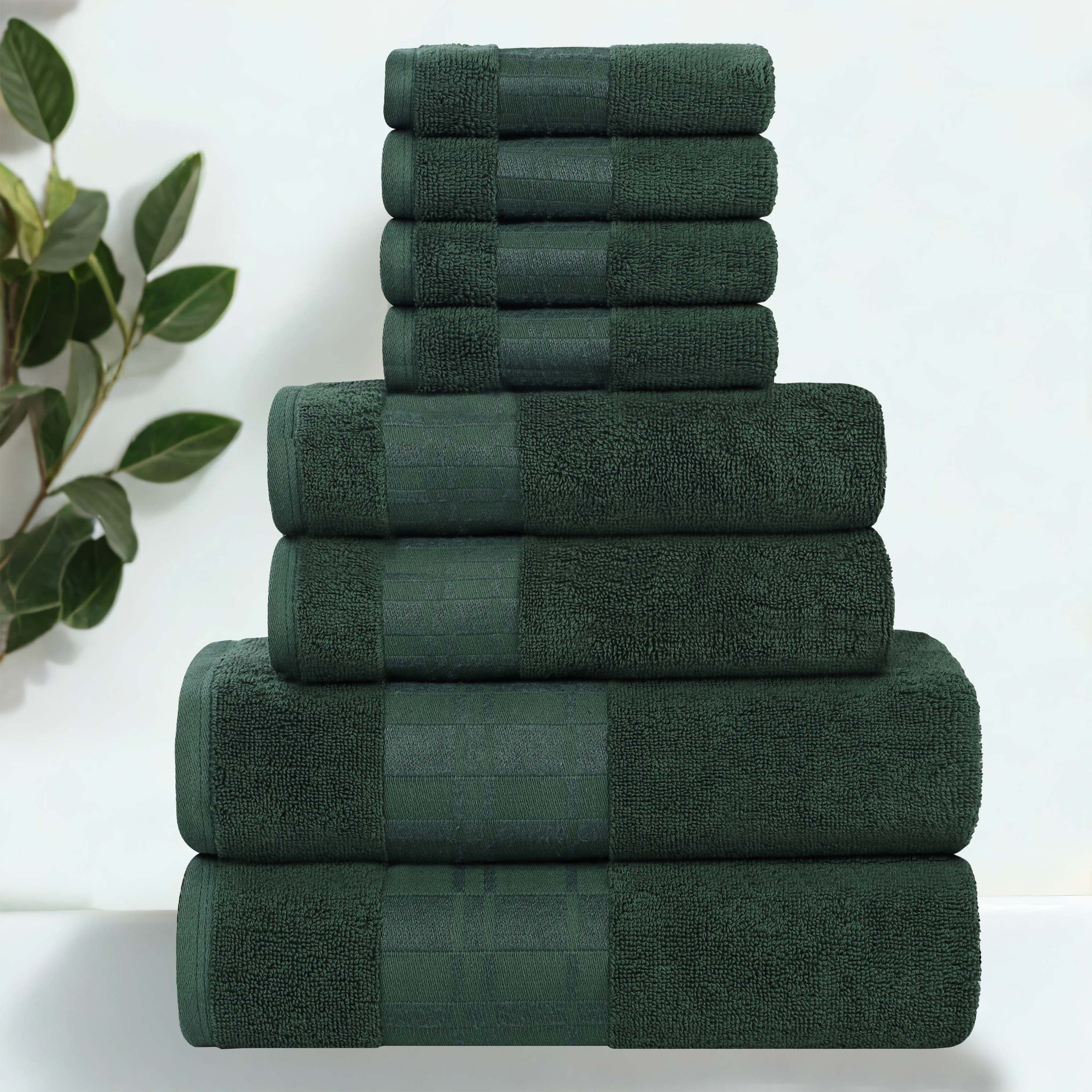 Superior Larissa 8-Piece Cotton Embroidered Towel Set, Forest Green ...