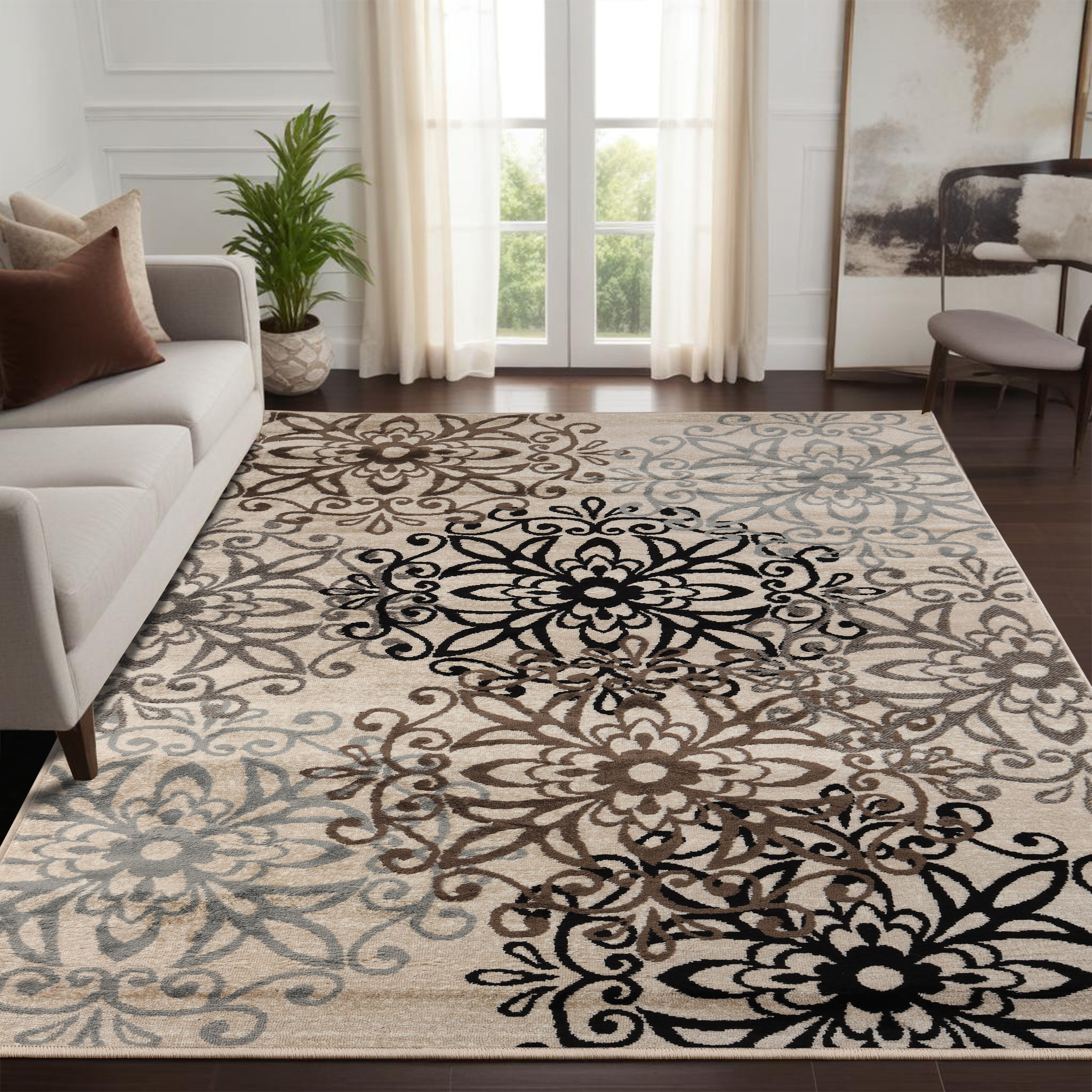 Superior Leigh Floral Scroll Rug, 8'x10', Multi-Colored, 100% ...