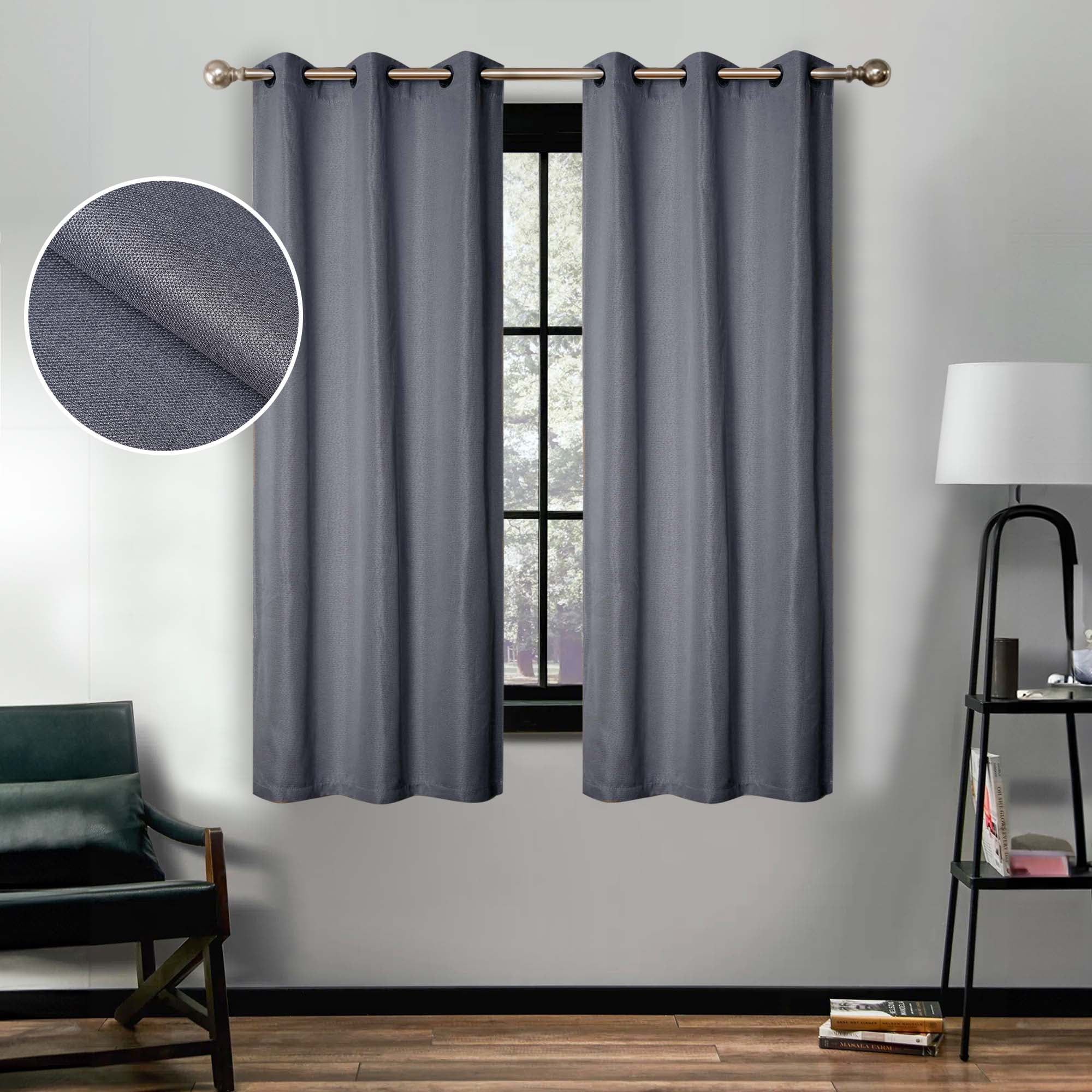 Superior Linen Blackout Curtains Set of 2, Grommet Header Curtain Panel ...