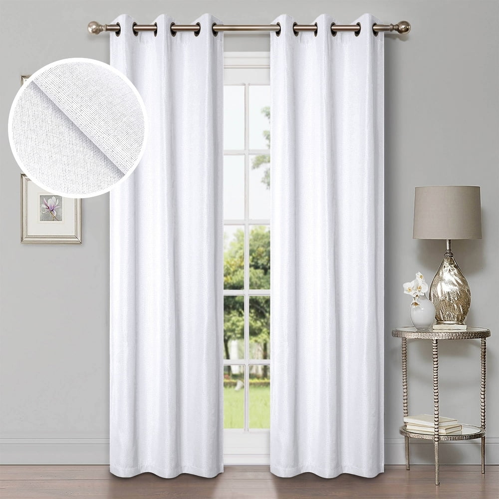 Superior Linen Blackout Curtains, Grommet Header, 42x84, Snow White ...