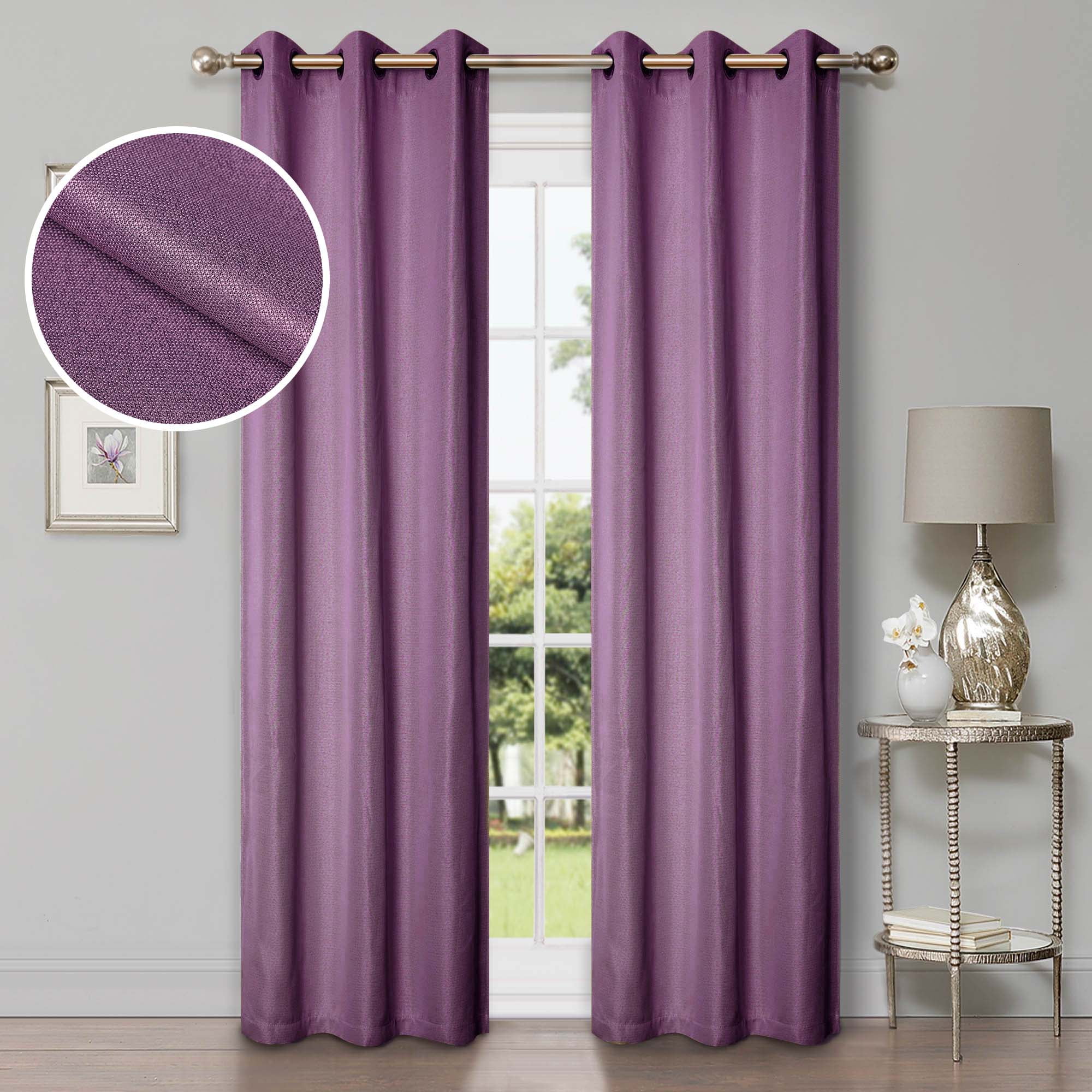 Superior Linen Blackout Curtains Set of 2, Grommet Header Curtain Panel ...