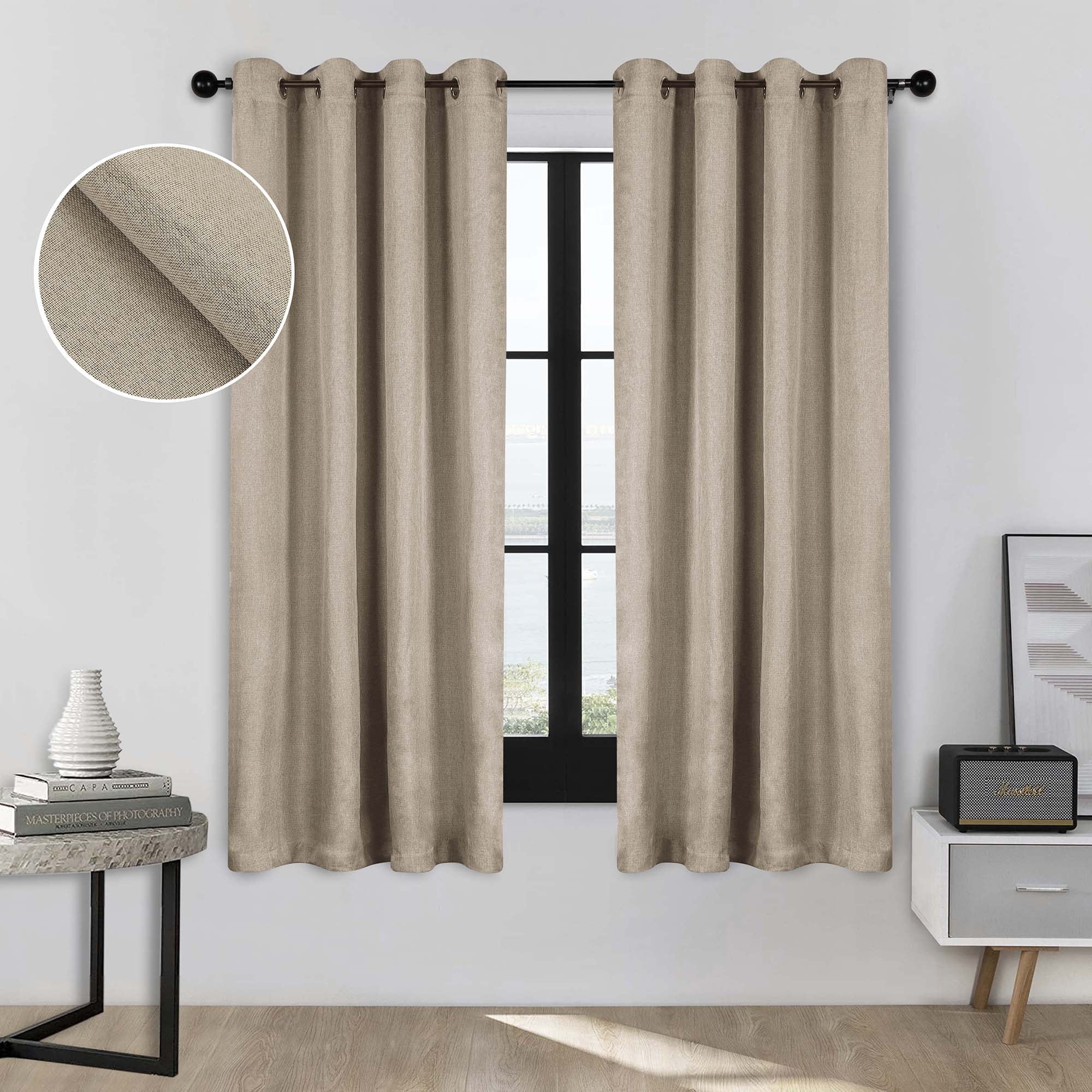 Superior Linen Blackout Curtains, Grommet Header, Set of 2, 52" x 63 ...