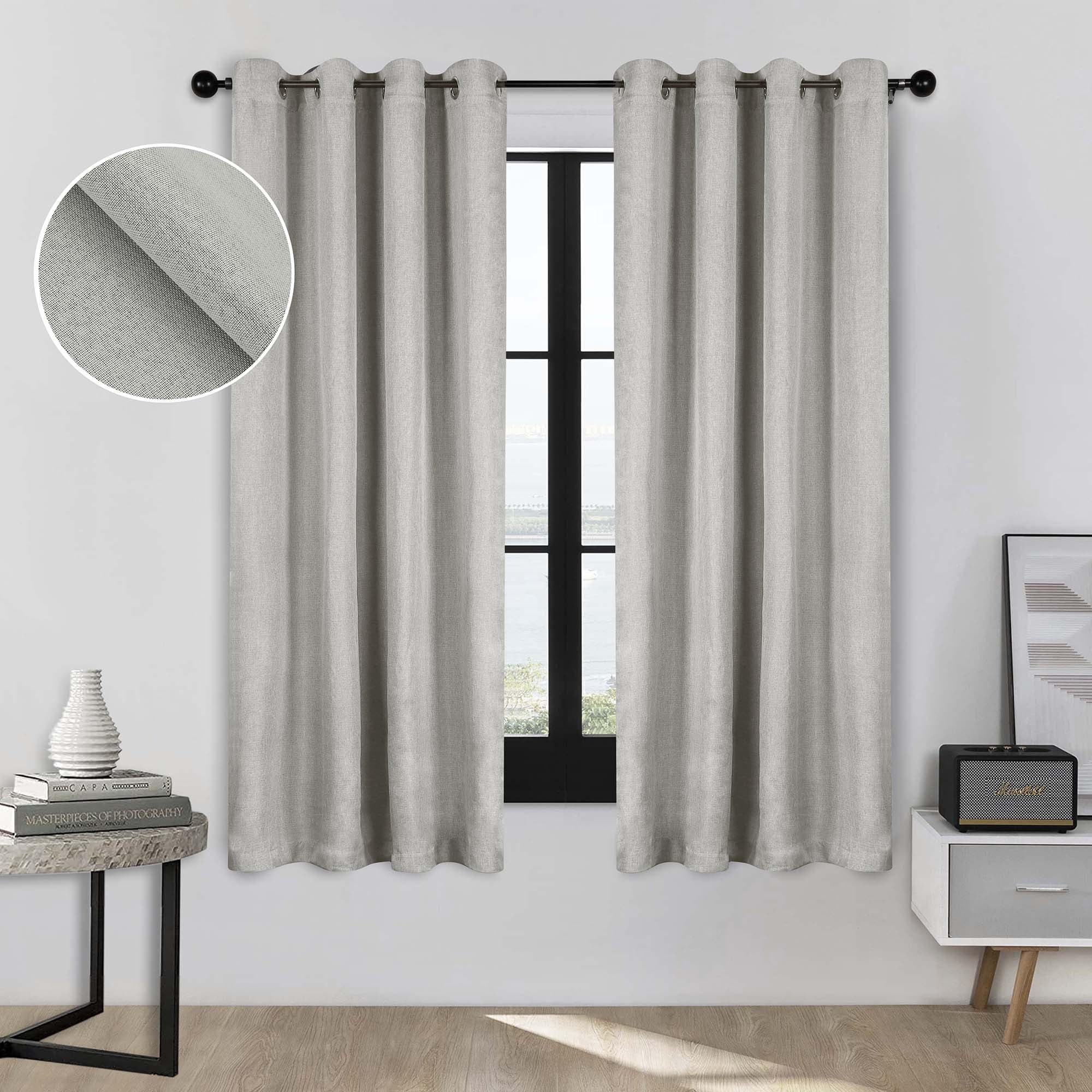 Superior Linen Blackout Curtains, Grommet Header, Set of 2, 52" x 63 ...