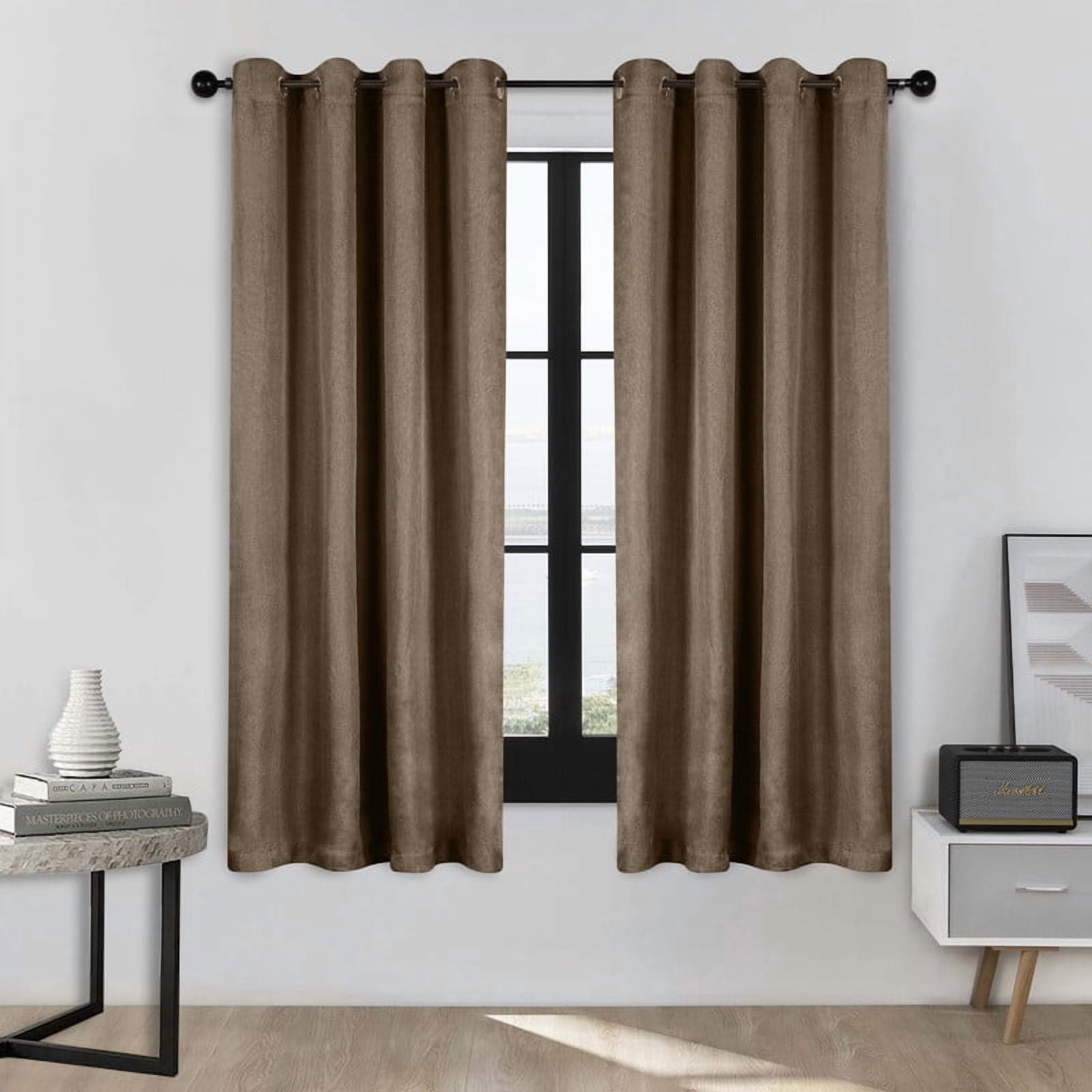 Superior Linen Blackout Curtains, Grommet Header, Set of 2, 52" x 72 ...