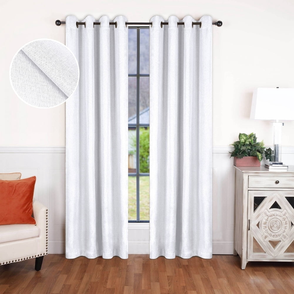 Superior Linen Blackout Curtains Set of 2, Grommet Header Curtain Panel ...