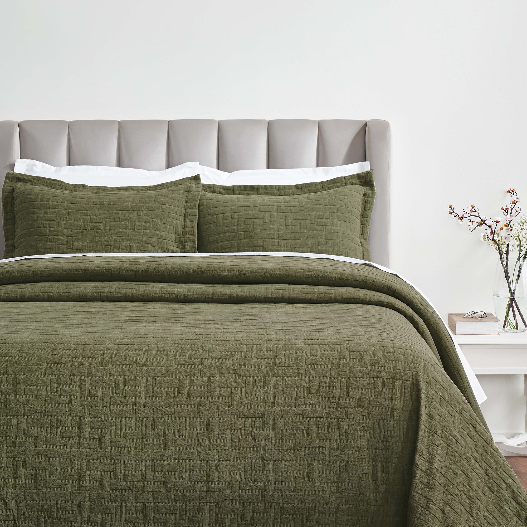 Free Shipping! Superior King Cotton Matelasse Bedspread Set, Olive ...