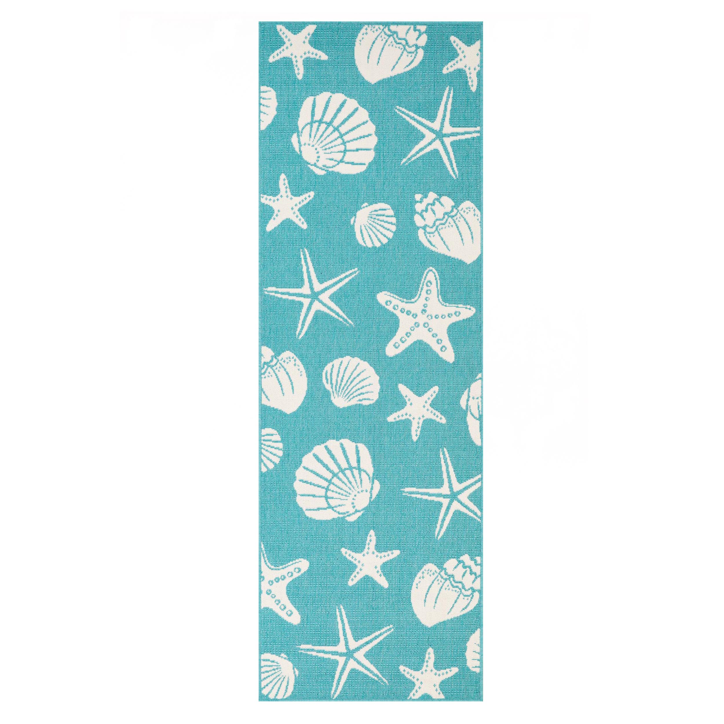 Superior Makena Coastal Indoor Outdoor Runner Rug, 2' 7" x 8', Teal ...