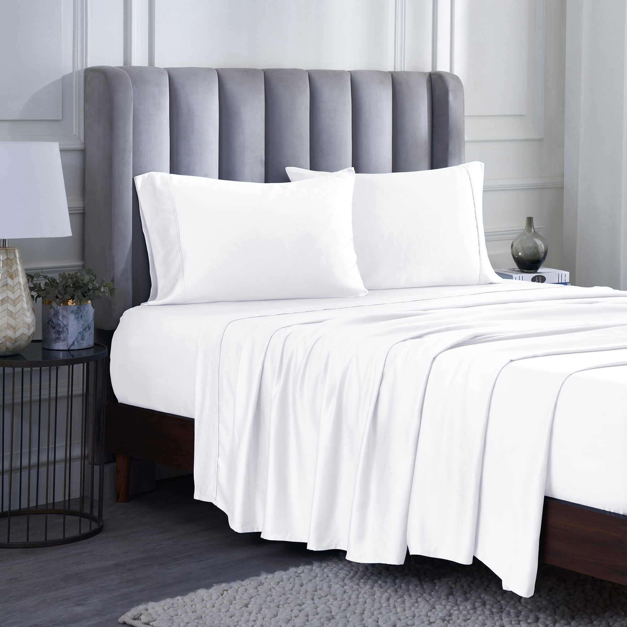 Superior Modal From Beechwood 400TC Sheet Set, King, White - Walmart.com