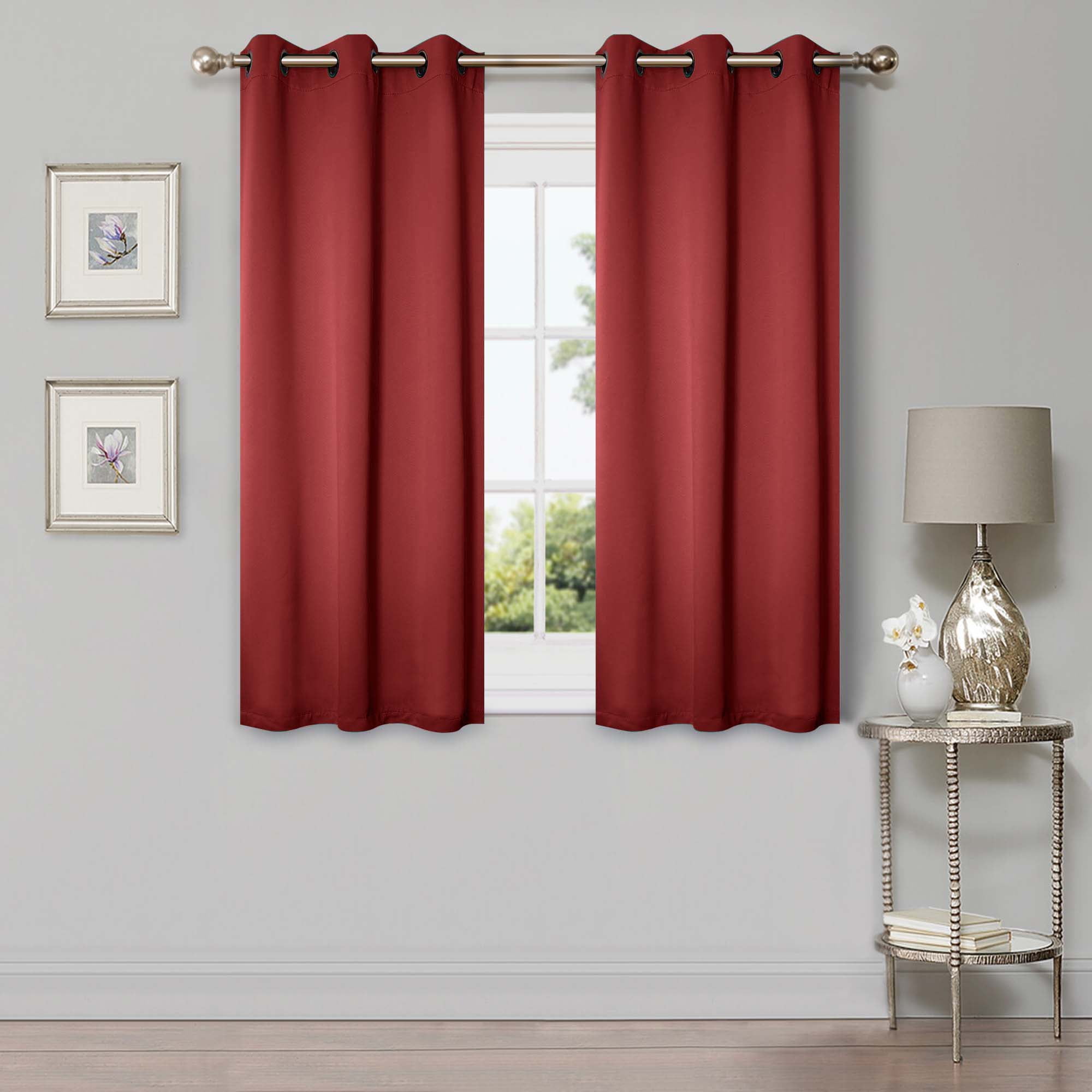 Superior Solid Blackout Curtain Panel, Set of 2, 6 Grommet Curtains 42" W x 63" L, Sangria ...